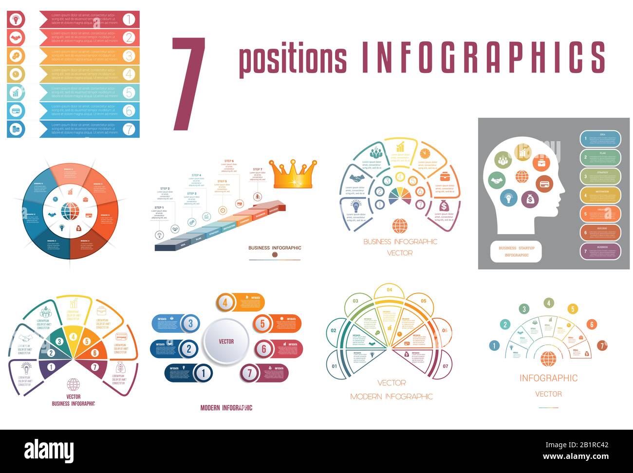 Set 9 Universal Templates Elements Infographics Conceptual Cyclic ...