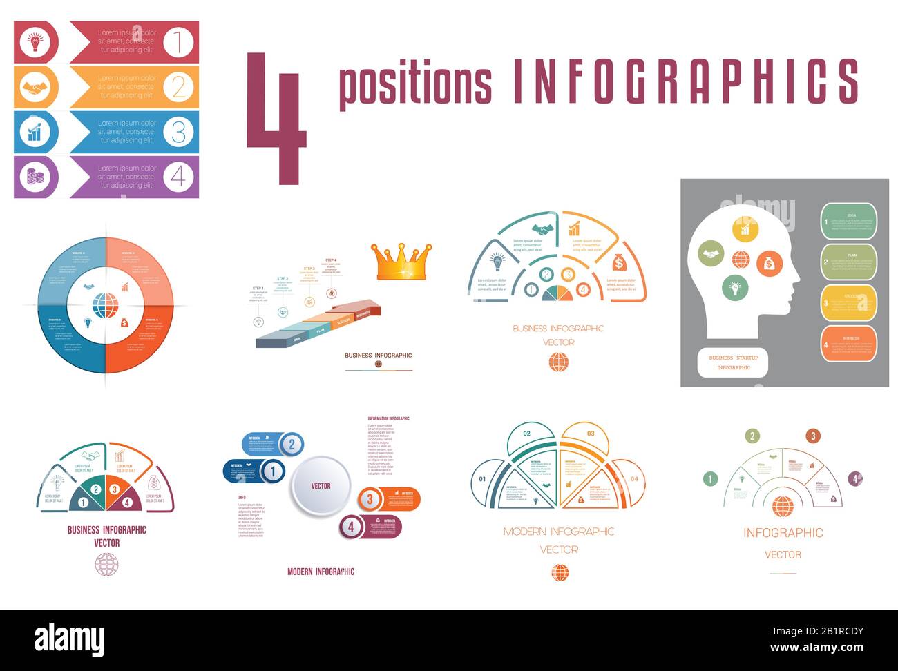 Set 9 Universal Templates Elements Infographics Conceptual Cyclic ...