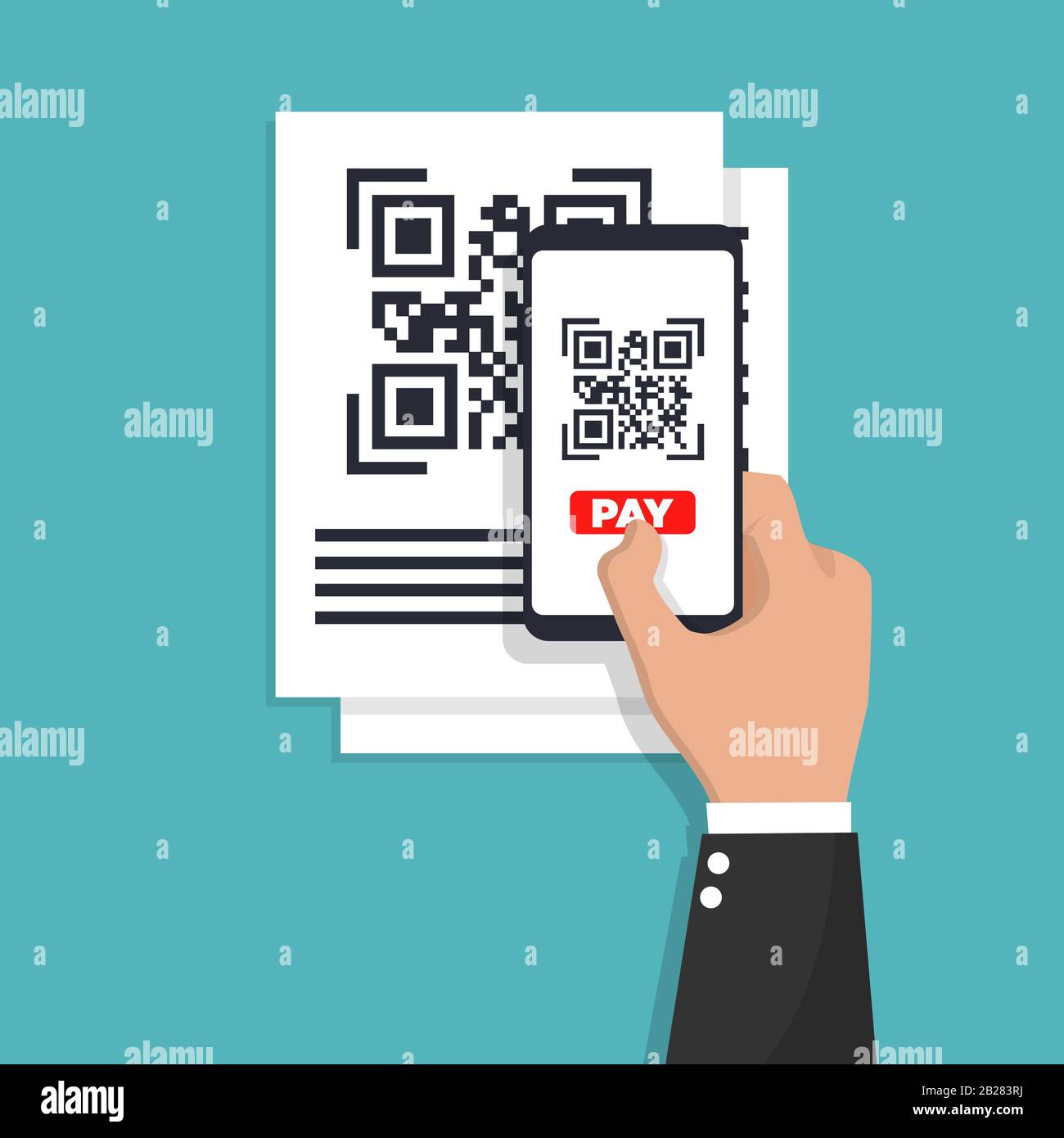 Scannen Sie das flache Symbol für den QR-Code mit dem Telefon ...