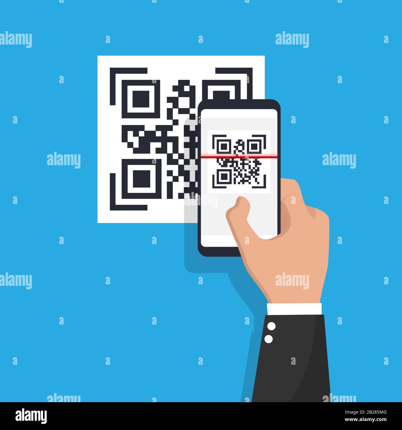 Scannen Sie das flache Symbol für den QR-Code mit dem Telefon ...