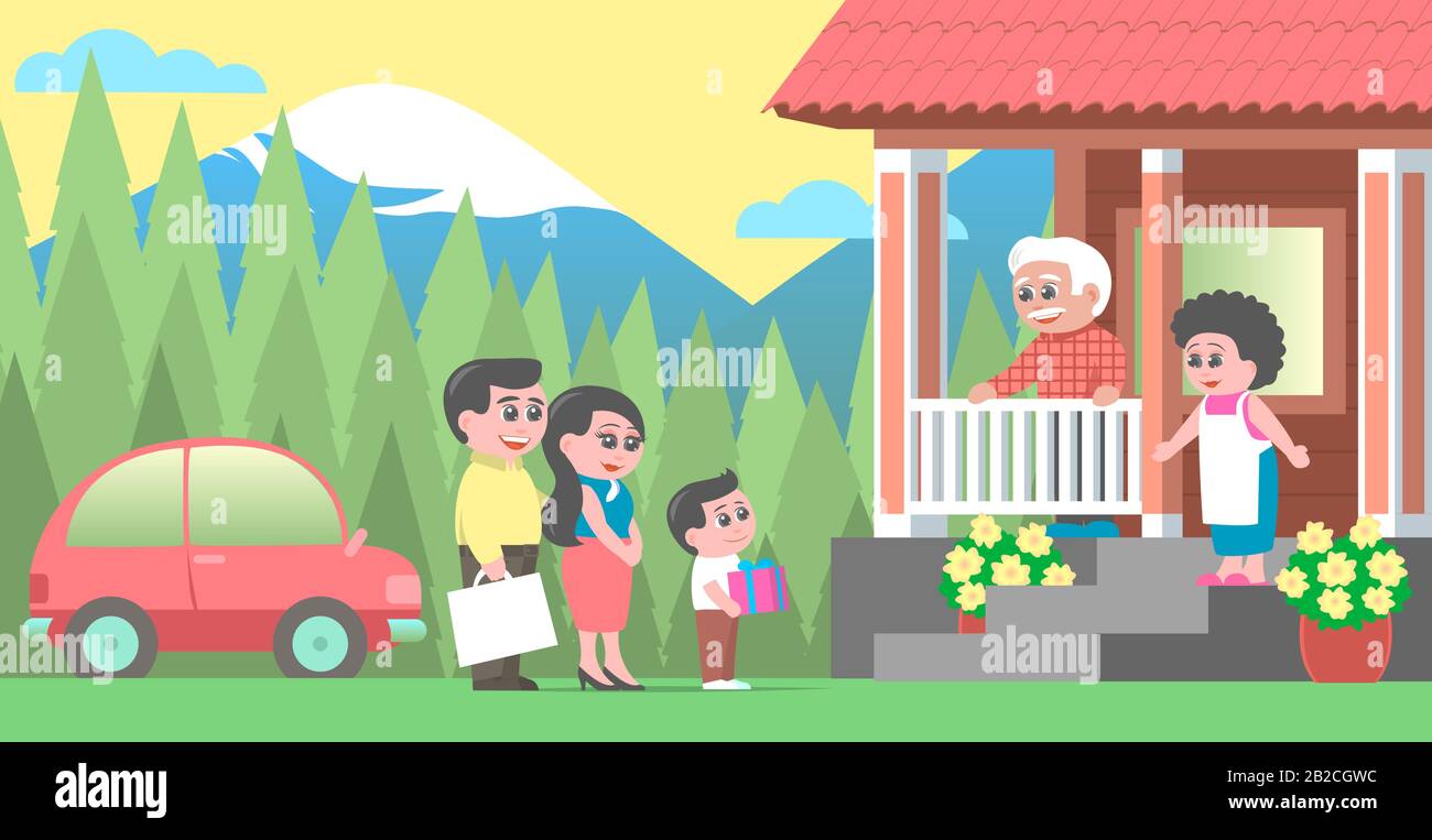 Familie auf der veranda Stock-Vektorgrafiken kaufen - Alamy