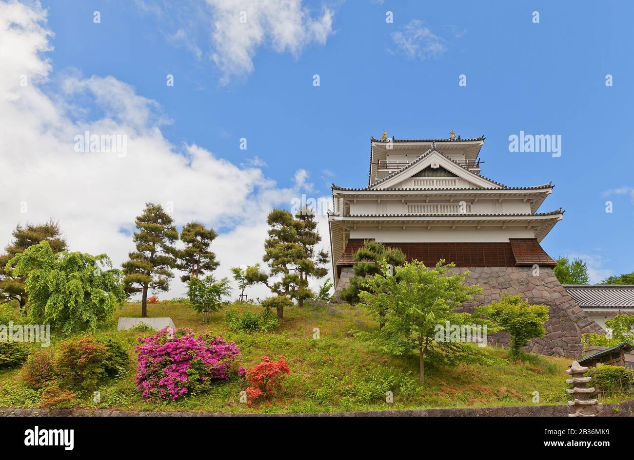 Hauptkeep (Donjon) der Burg Kaminoyama, Japan. Schloss wurde 1535 von ...