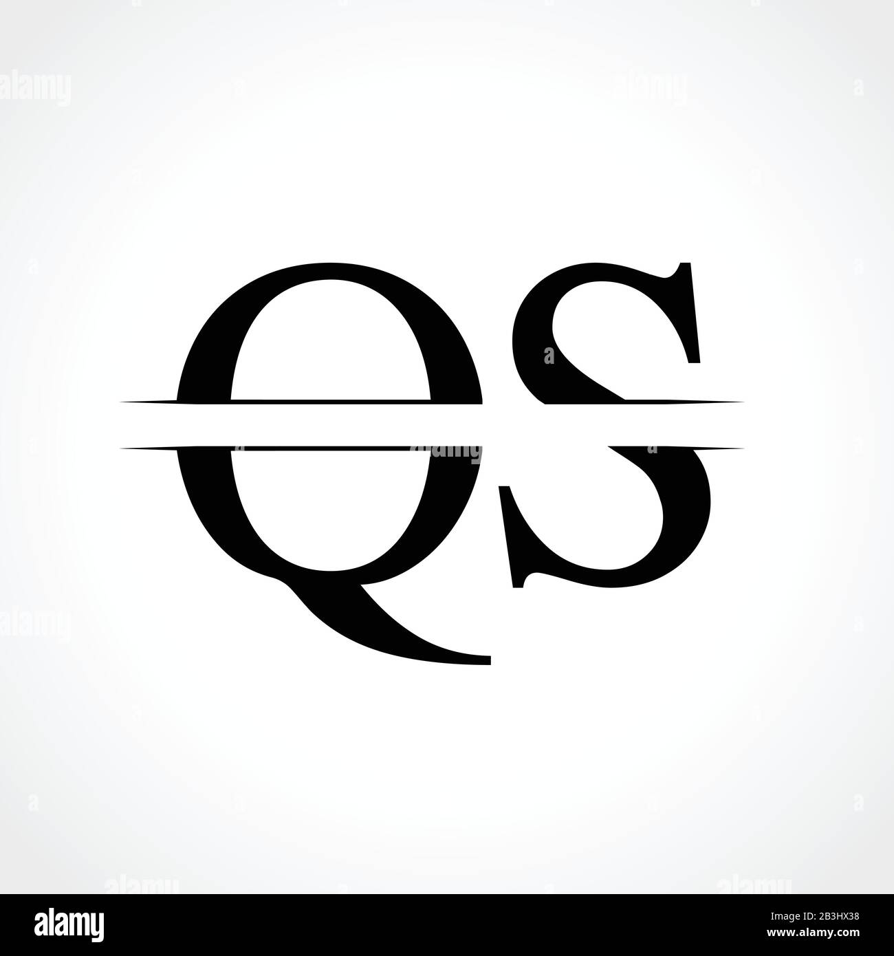 Vorlage für den ersten Monogrammbrief QS Logo Design Vector. Schwarzes ...