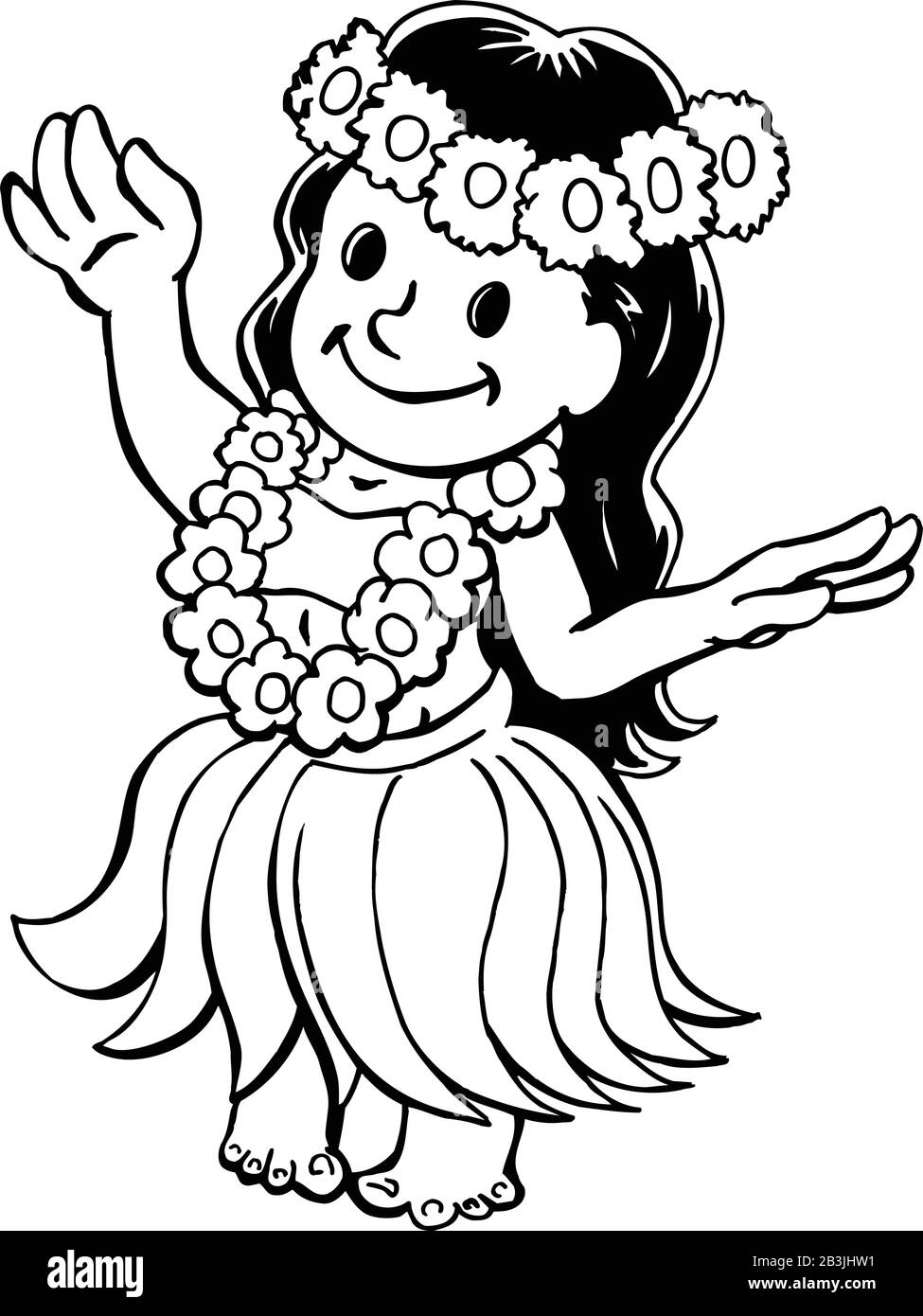 Luau Girl Cartoon Vector Illustration Stock-Vektorgrafik - Alamy