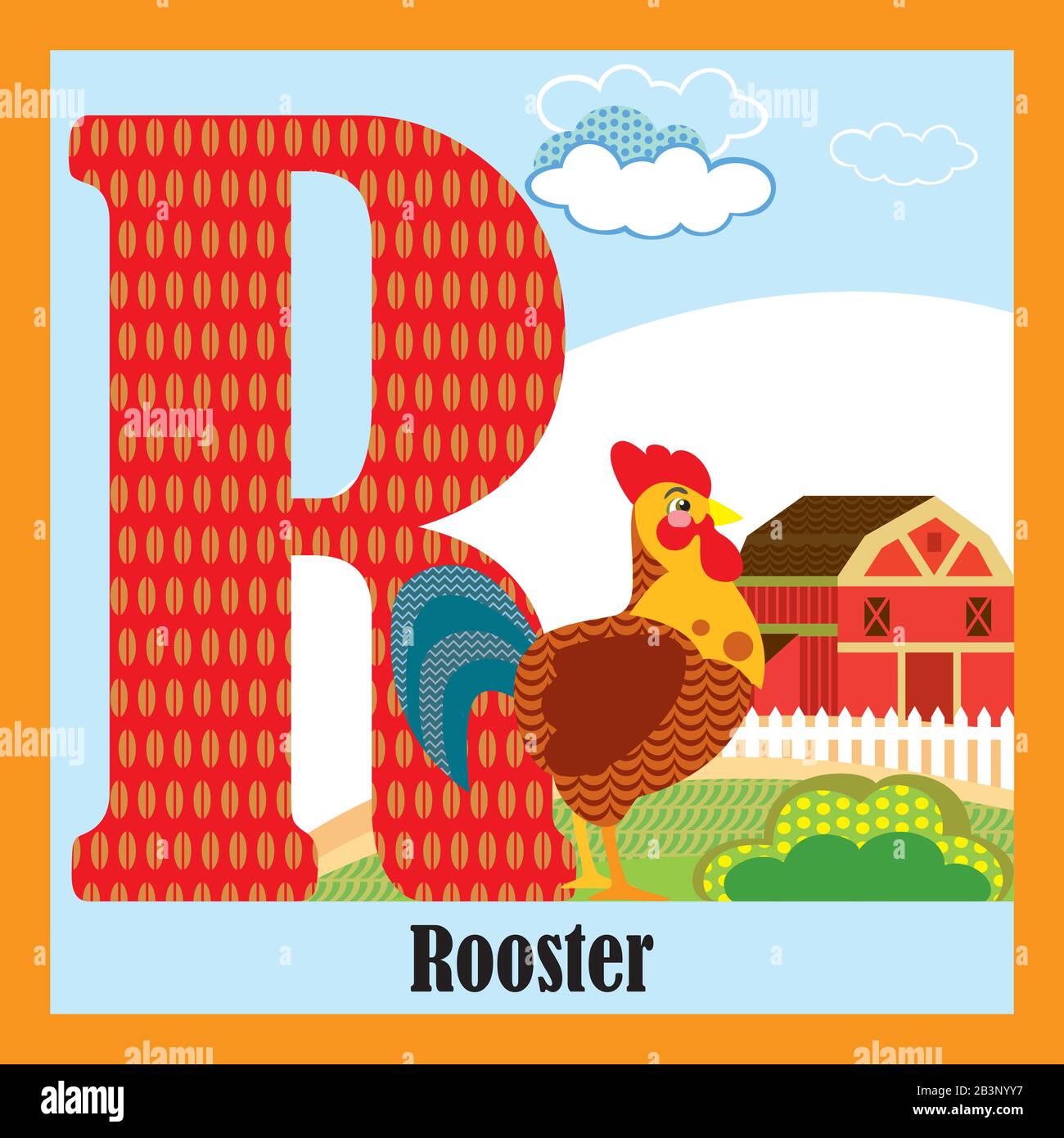 Vektorielle Zeichentrick-FlashCards tierischer Alphabete, Buchstabe R ...