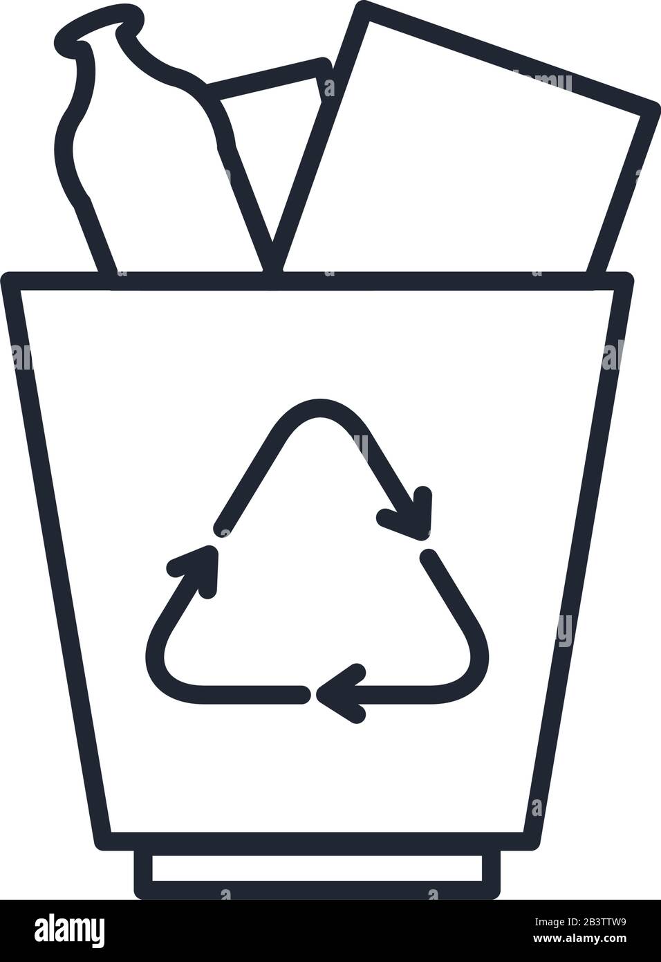 Papierkorb mit Recycling-Symbol Linien-Symbol-Design, Ökologie ...