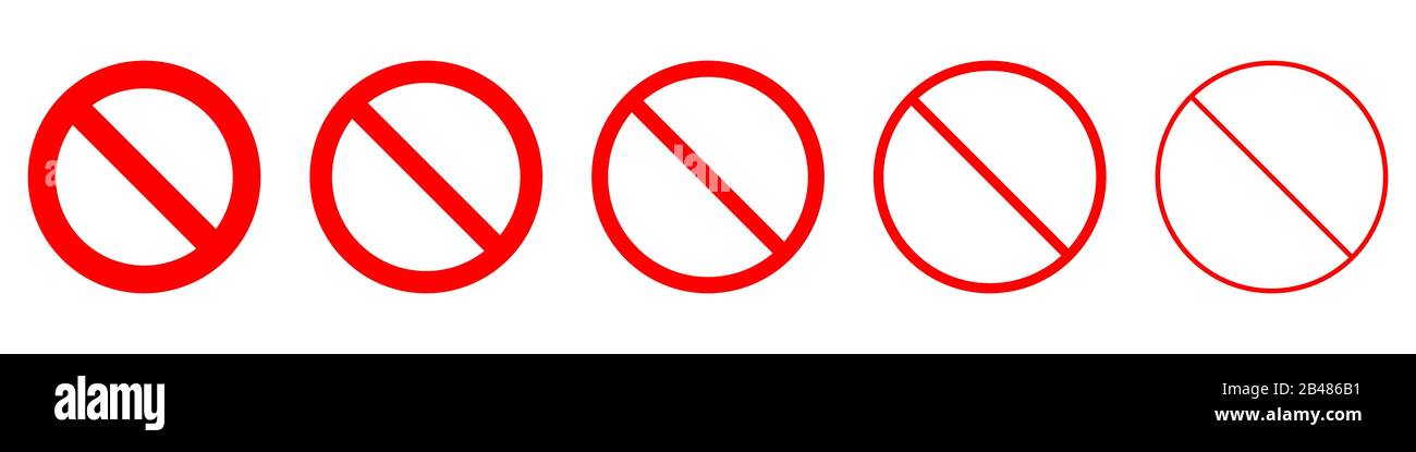 Verbotszeichen unterschiedlicher Stärke. Vektorgrafiken. Stoppsymbol ...