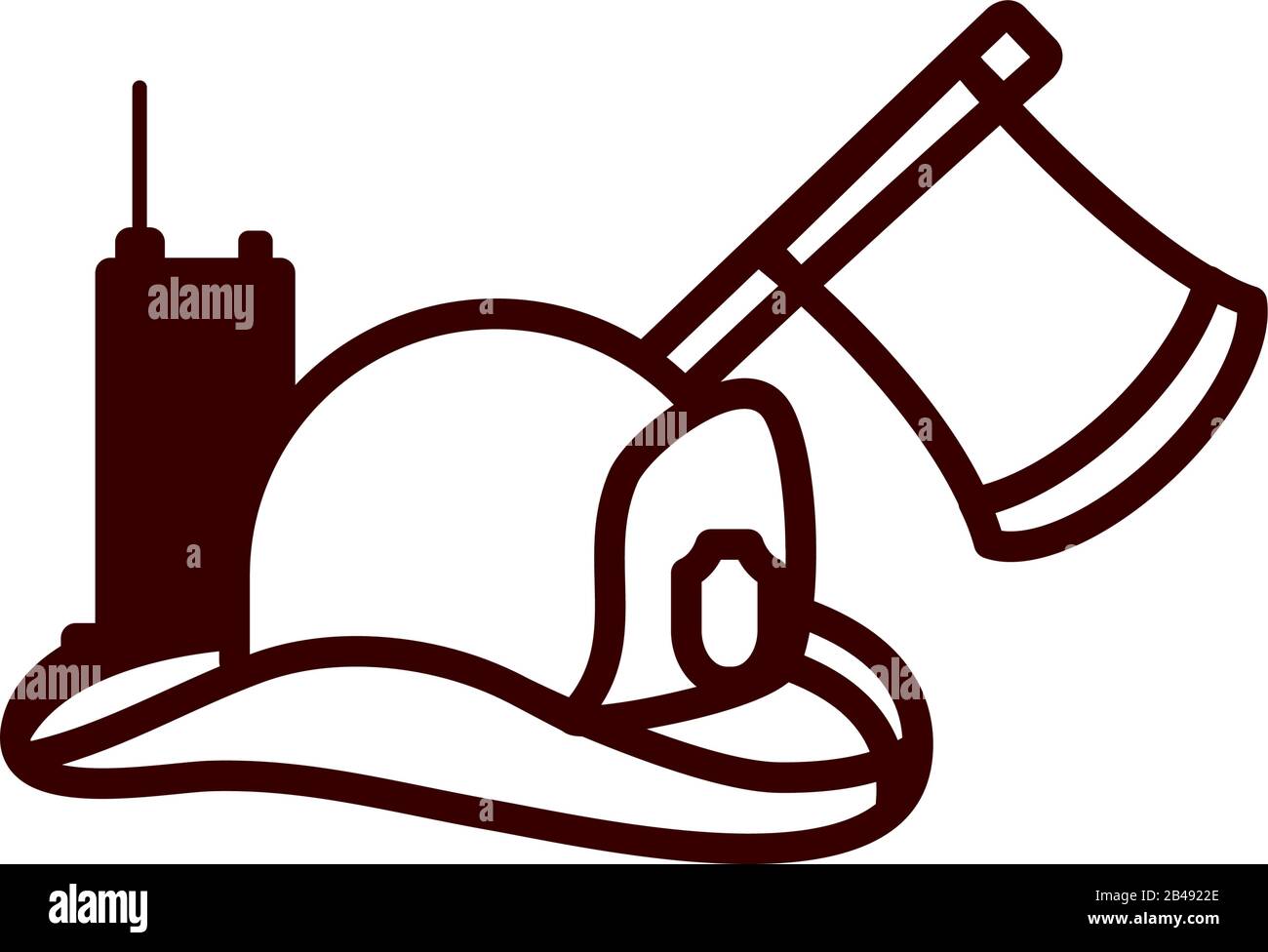 Feuerwehrmann Hut Axt und Hand Radio Line Design Icon Design, Notfallrettung Spare Abteilung 911 ...