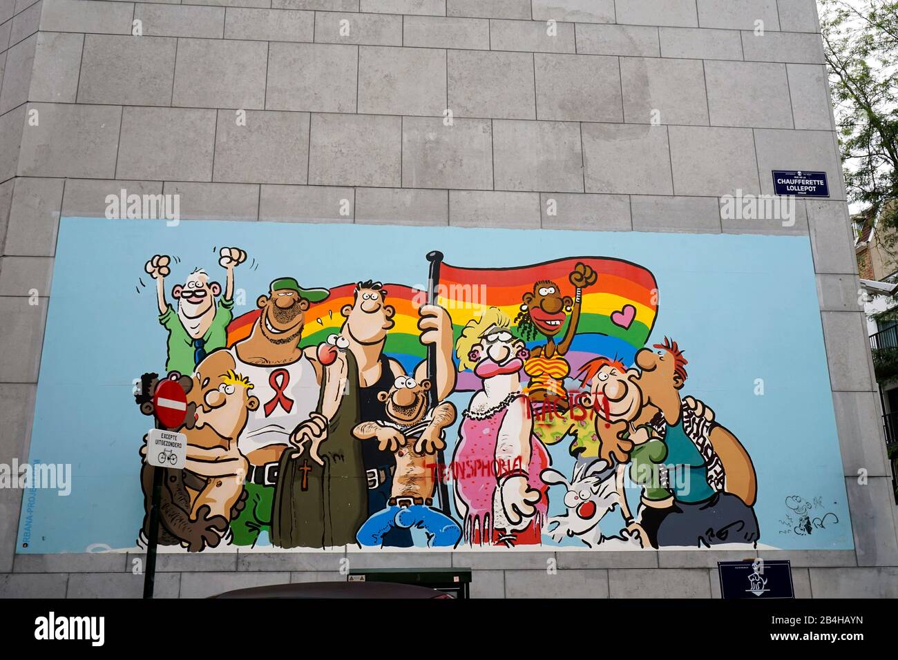 Europa, Belgien, Brüssel, Comic-Strip-Route, Hauswand, Fassade, gemalt ...