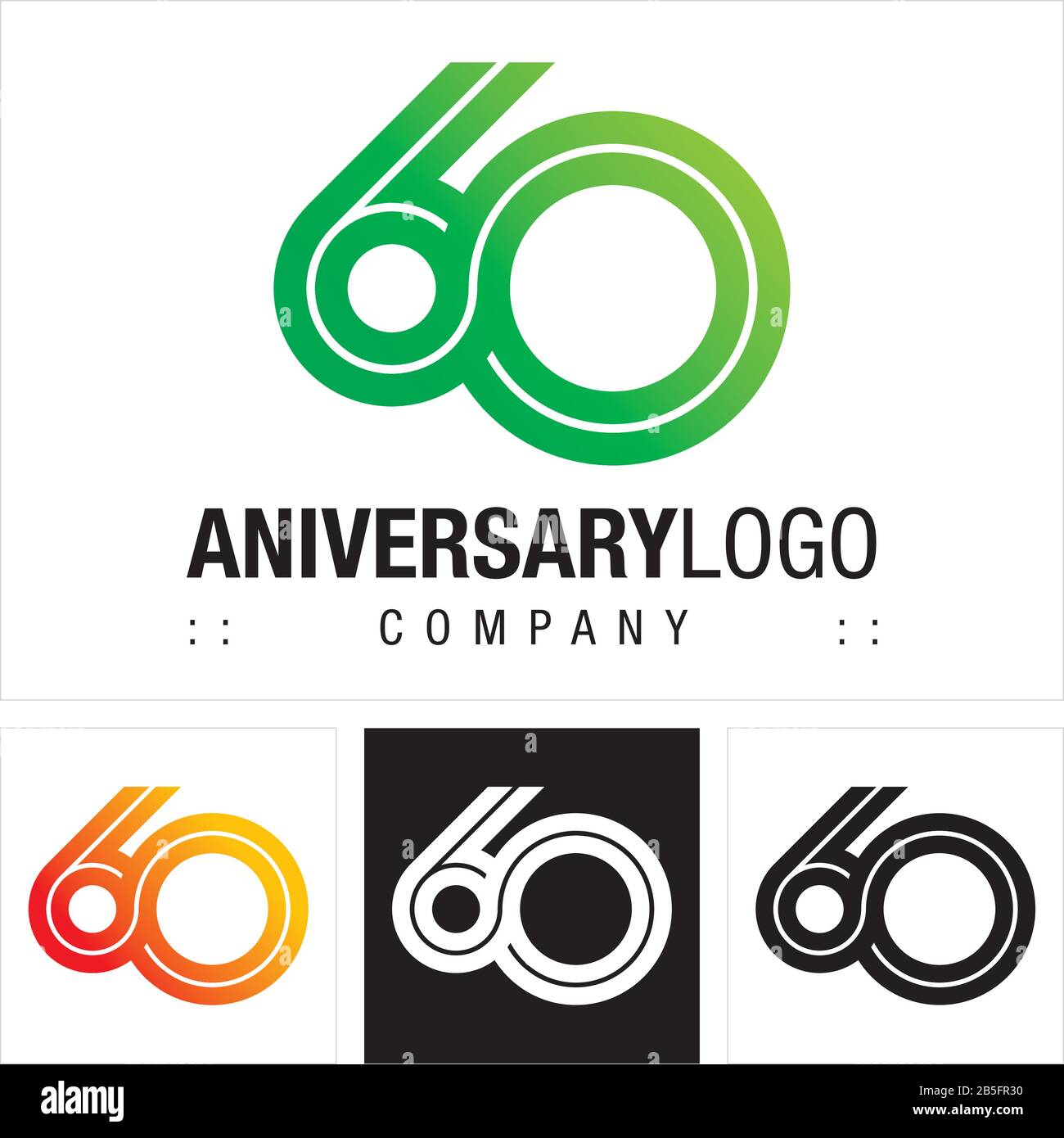 Jahrestag (Nummer 60) Vektor-Symbol Firmenlogo. Infinite Symbol ...