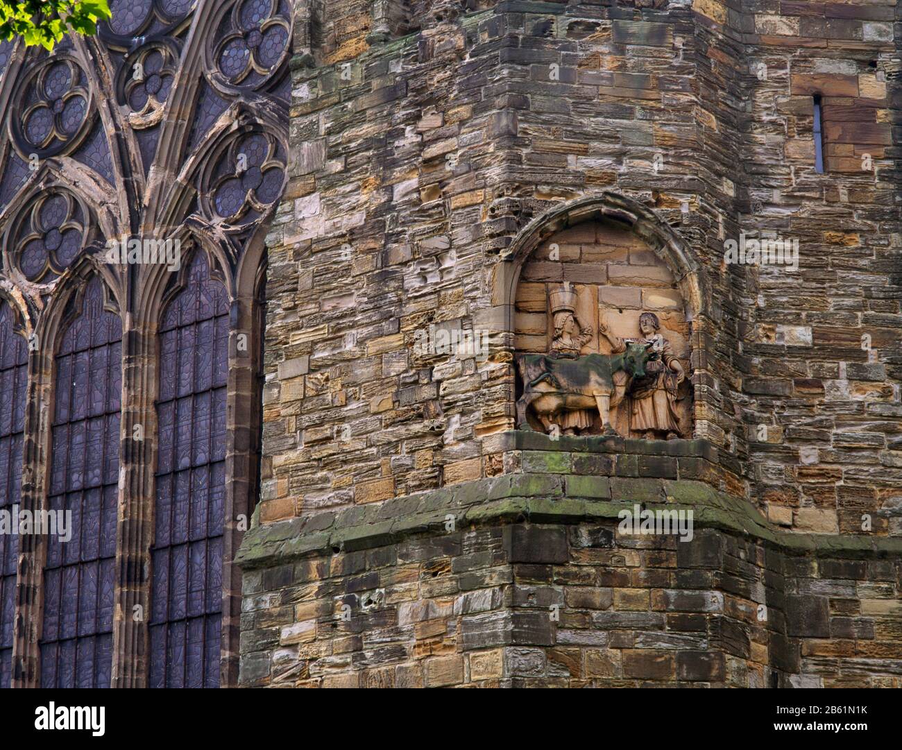 Relieffekt der Dun Cow Wundergeschichte in Verbindung mit St Cuthbert ...