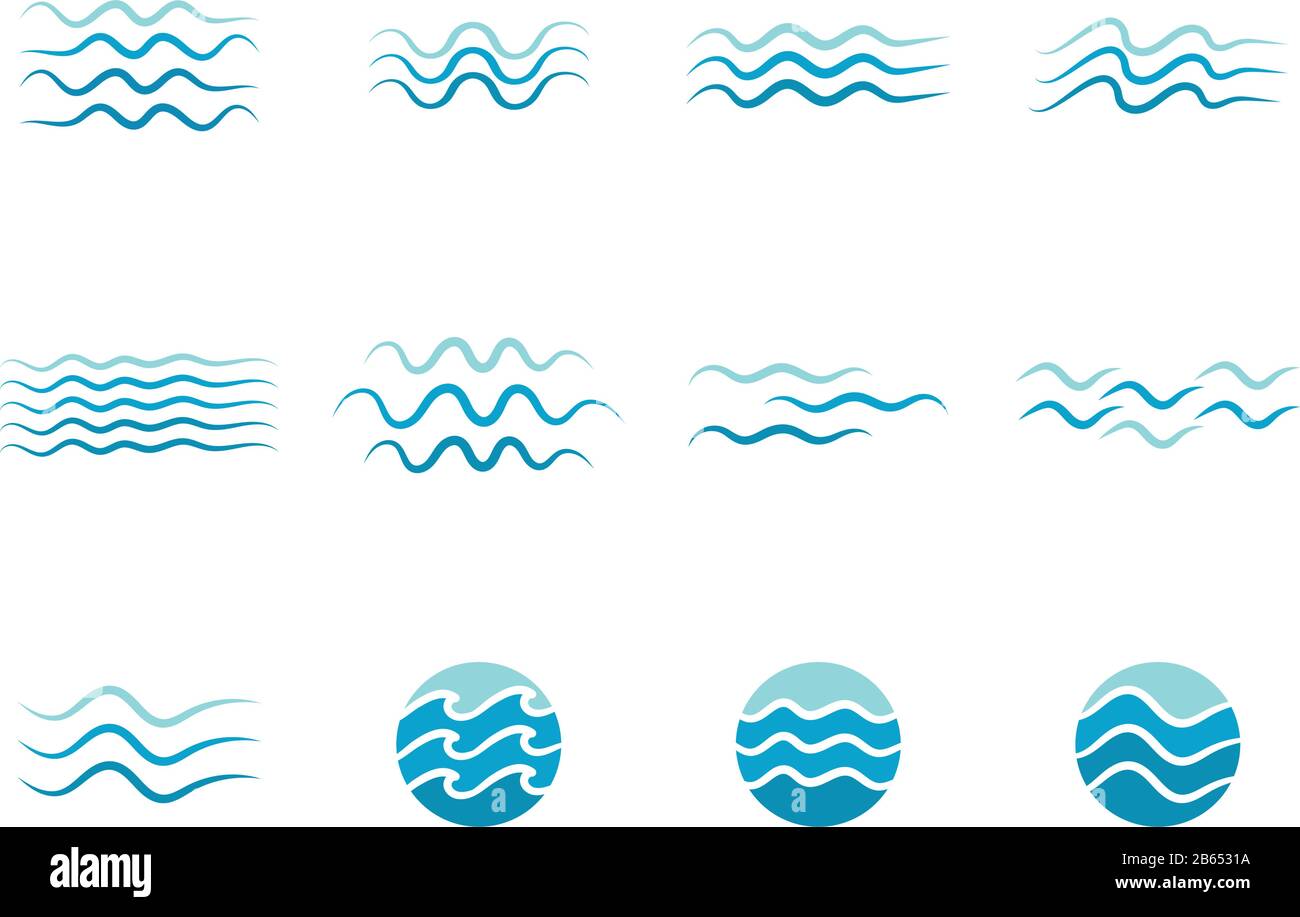 Wasser Wellen Symbol Vektor Grafik Design logo Stock-Vektorgrafik - Alamy