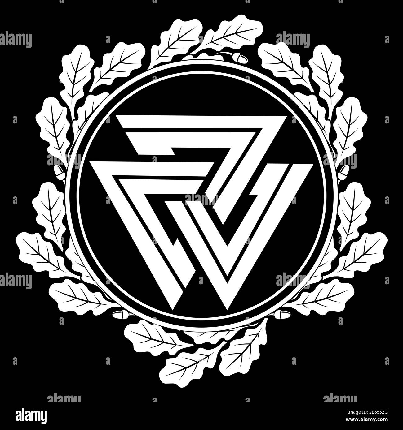 Valknut altheidnisch nordisch-germanische Symbol und Eichenblätter ...