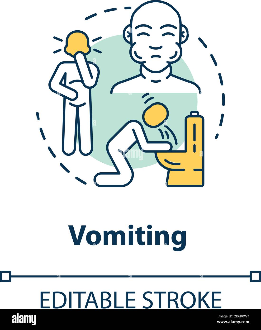Symbol für das Erbrechen-Konzept. Magenvergiftung. Pustend aus dem ...