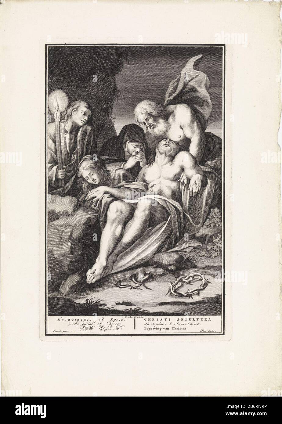 Graflegging van Christus von Joseph von Arimathea im Felsengraft gelegt. Maria und Maria ...