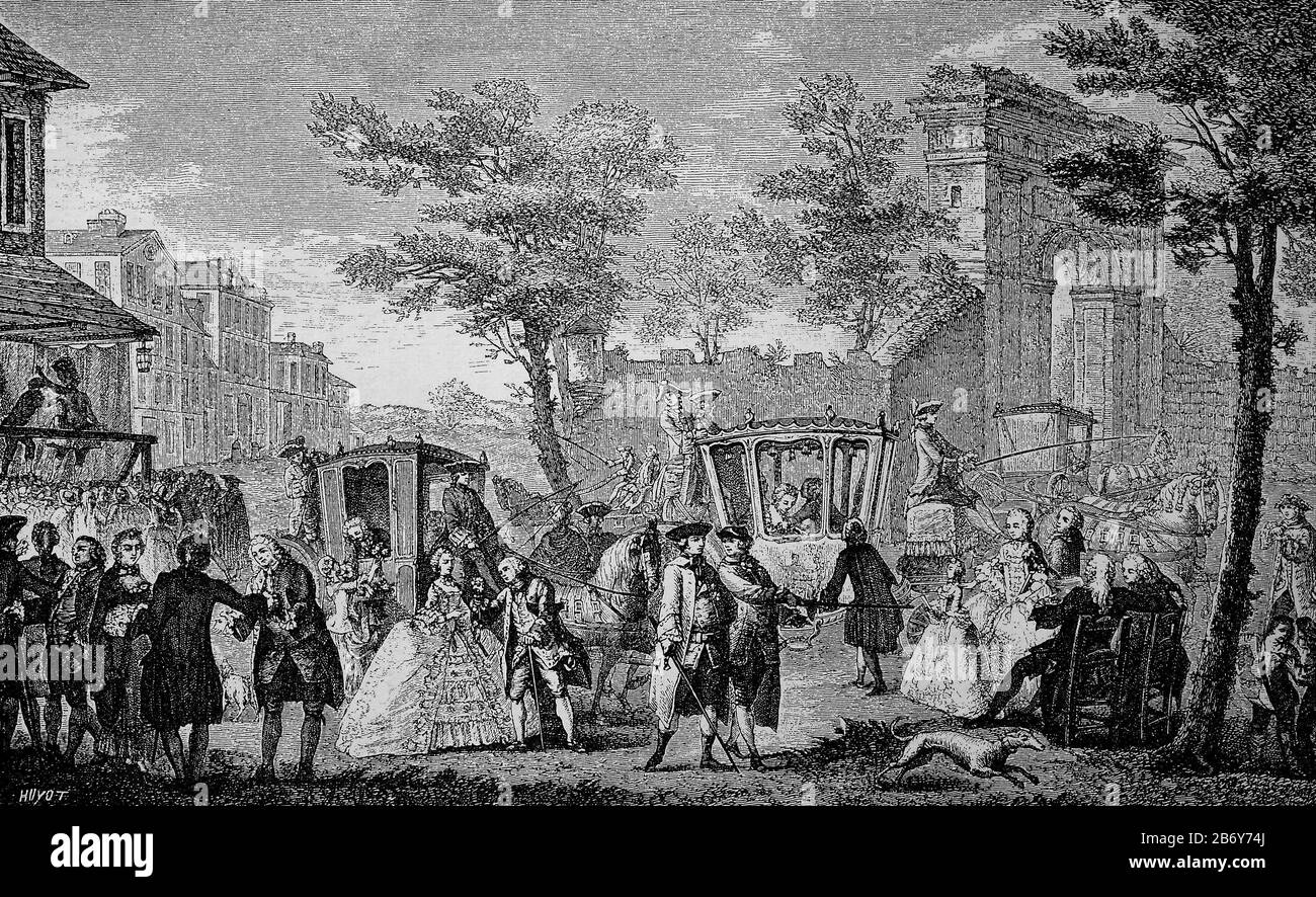 Bild aus der Zeit von König Ludwig XV., Paris, Frankreich ...