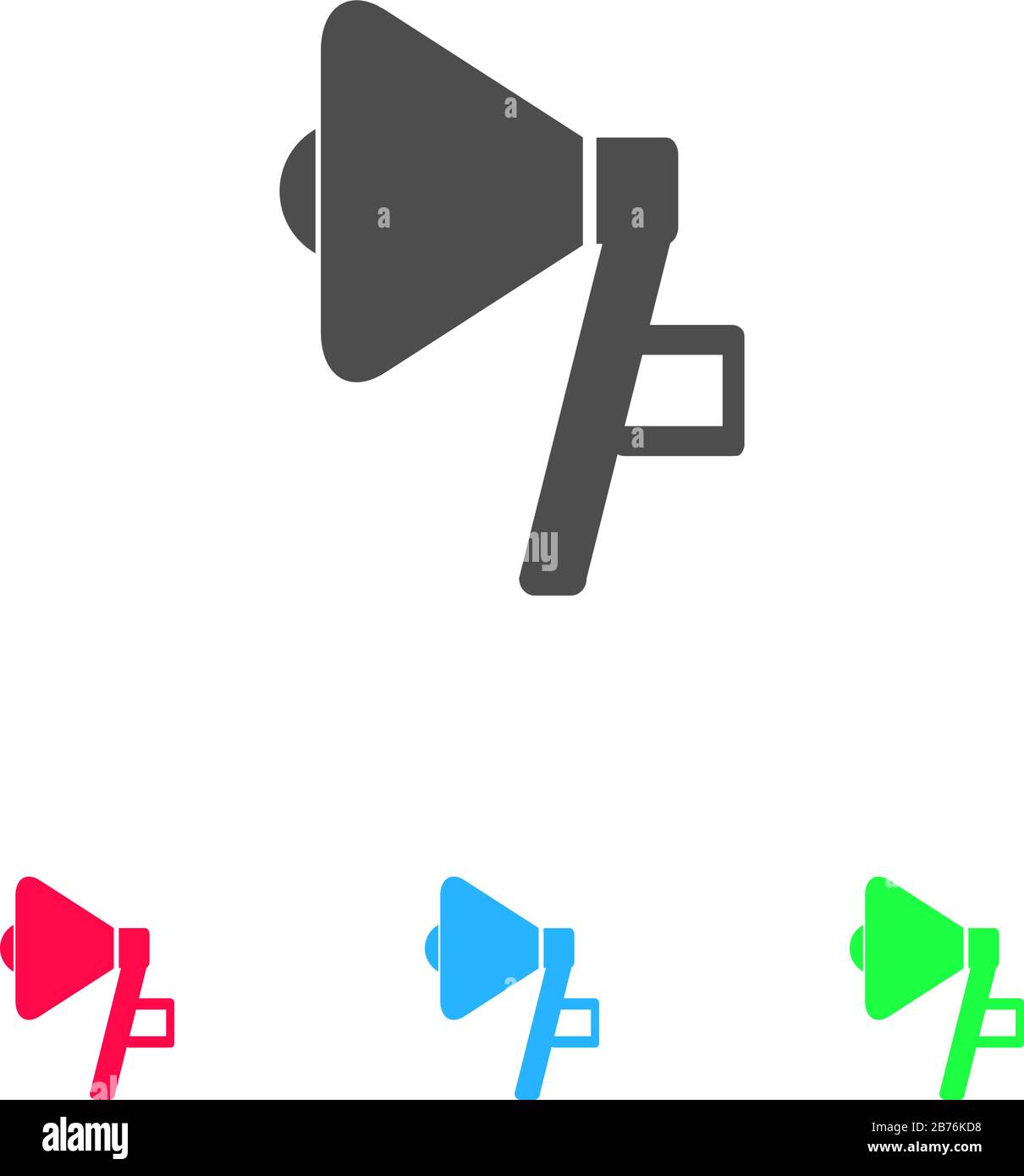Megafon Symbol flach. Farbpiktogramm auf weißem Hintergrund. Symbol für ...