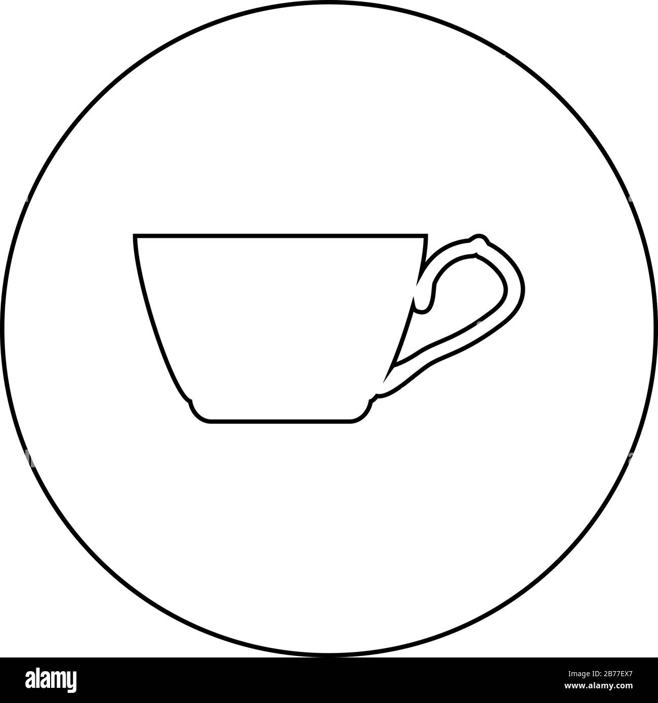 Teetasse Symbol im Kreis runder Umriss schwarze Farbvektor-Illustration ...