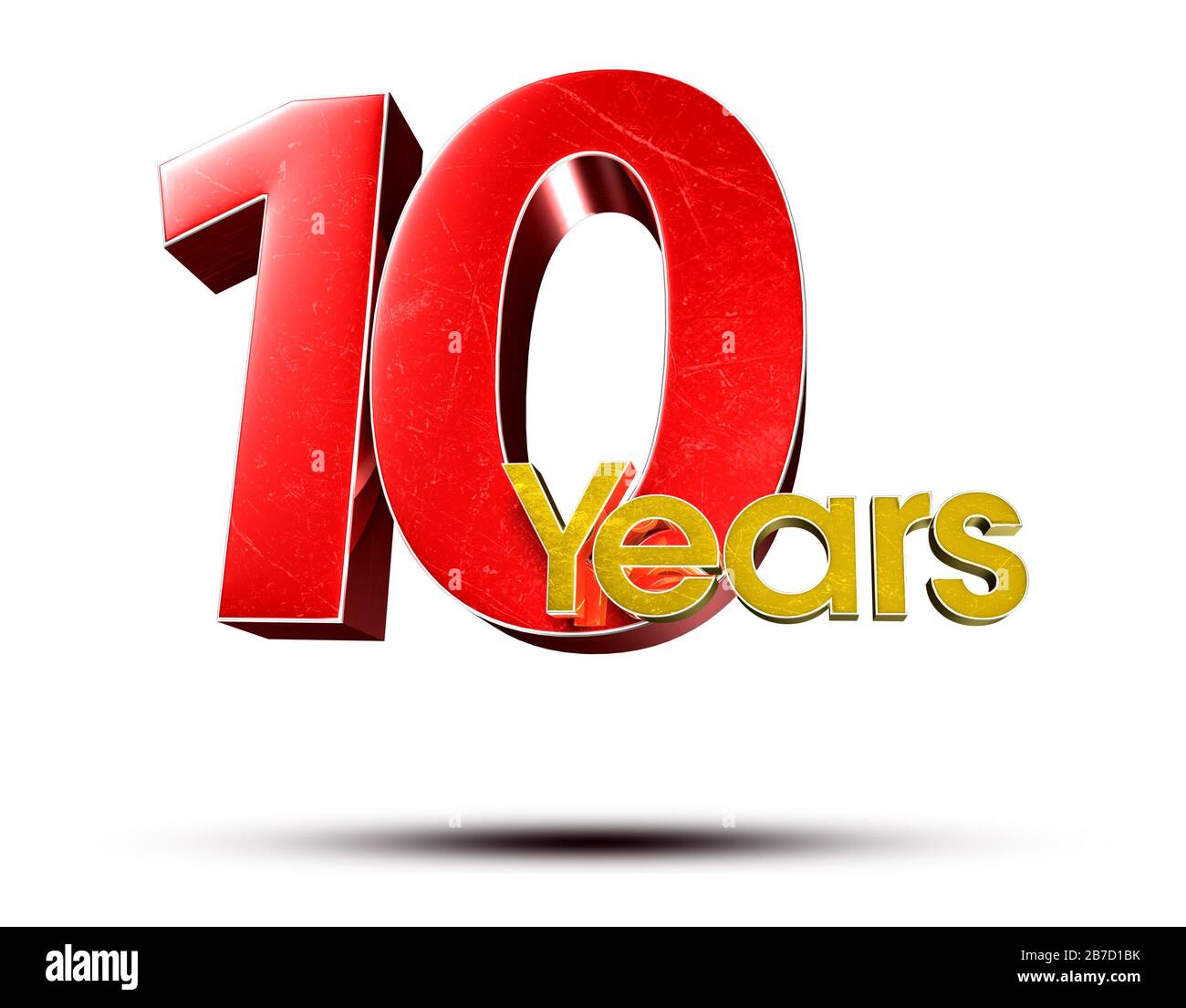 3D-Abbildung 10 Jahre rot Gold isoliert auf weißem Hintergrund (mit ... 3D-Abbildung 10 Jahre rot Gold isoliert auf weißem Hintergrund (mit ...