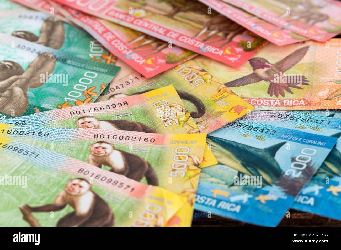 Costa rica Geld, Colones-Banknoten Stockfotografie - Alamy