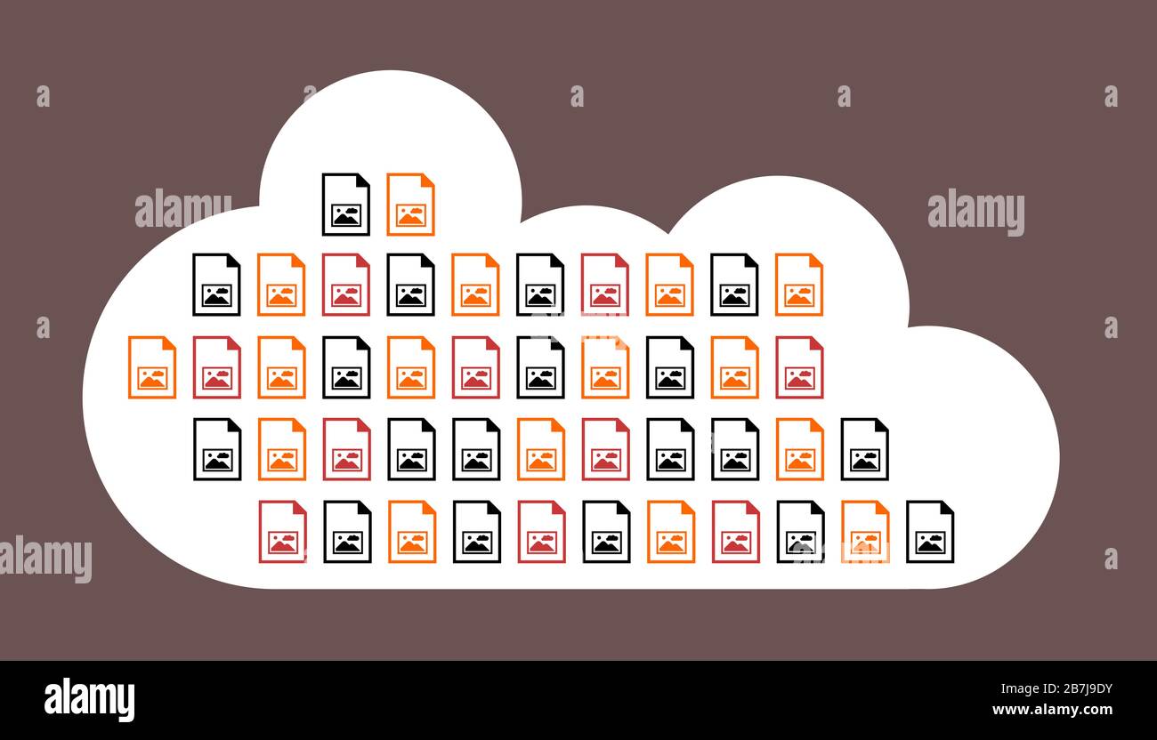 Online-Speicher für Fotogloudspeicher. Darstellung des Cloud-Symbols ...