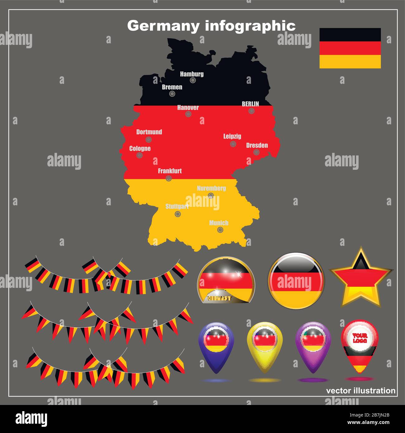 Karte von Deutschland helle grafische Darstellung. Deutsche Karte mit ...