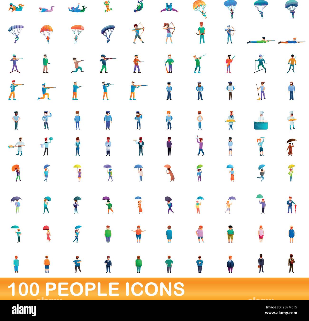 100 Personen Symbole gesetzt. Cartoon Illustration von 100 Personen ...