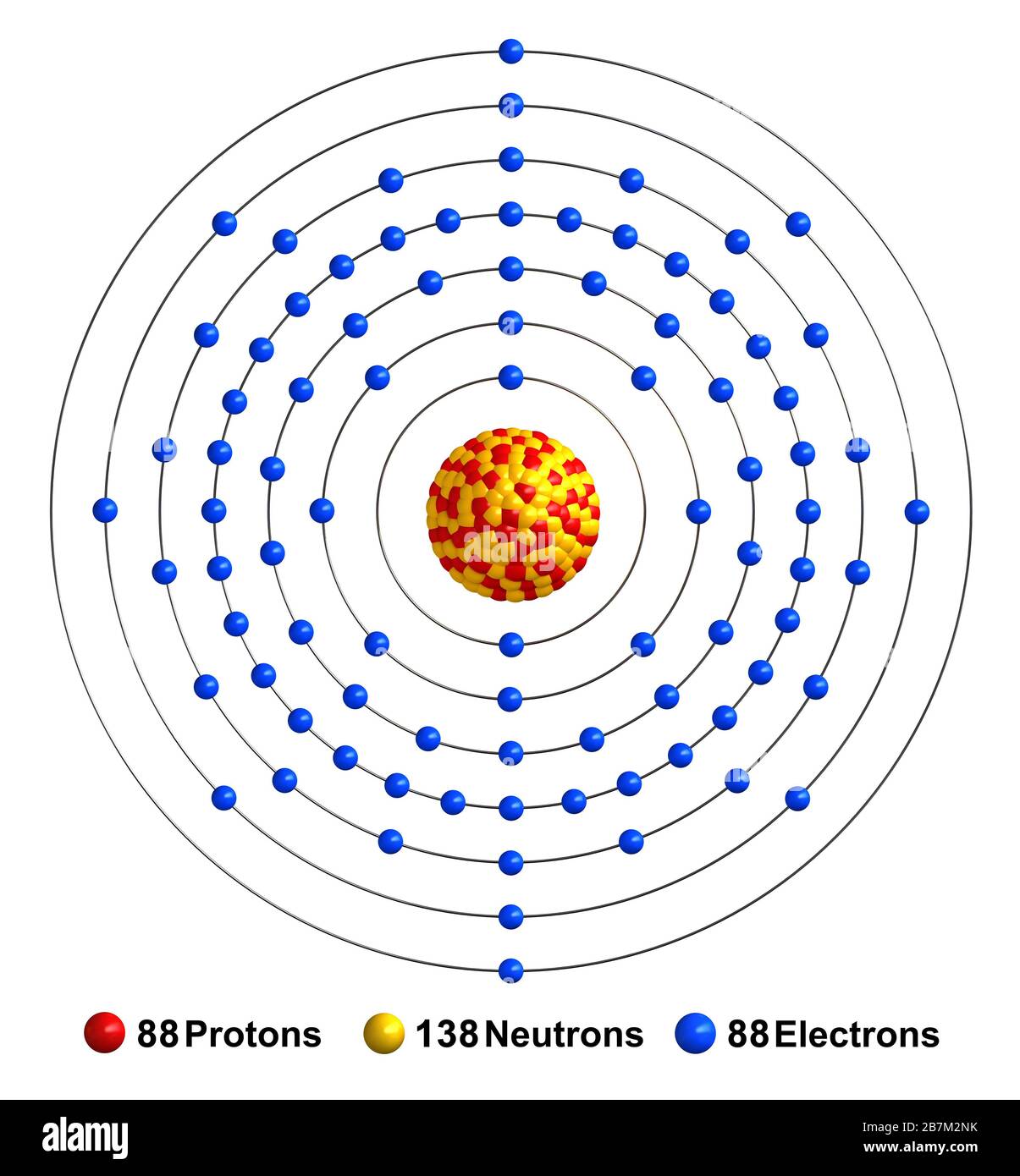 3D-Rendern der Atomstruktur von über weißem Hintergrund isolierten ...