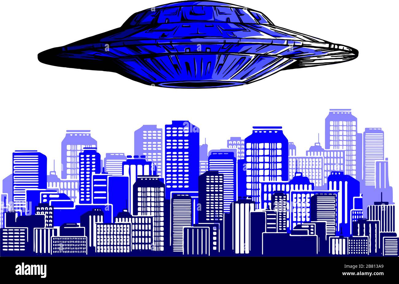 UFO Alien Flying with Lights Vector Illustration Stock-Vektorgrafik - Alamy