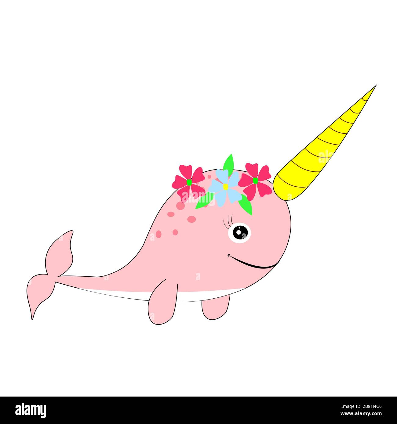 Süßes Narwal Cartoon Illustration Vector Poster Stockfotografie - Alamy