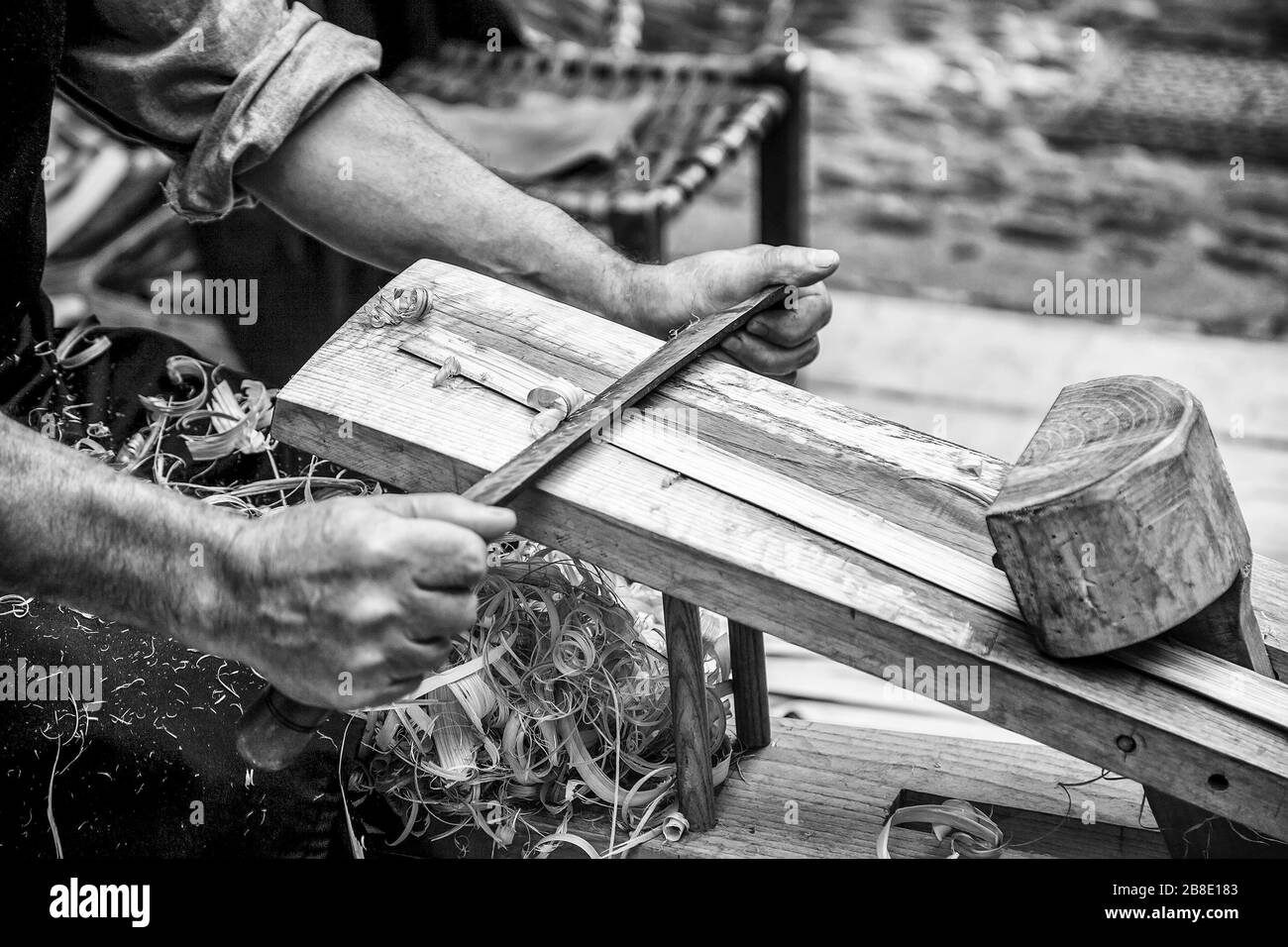 Zeichnung Holz chip der Artisan Form, Detail der Trog arbeiten mit Holz ...