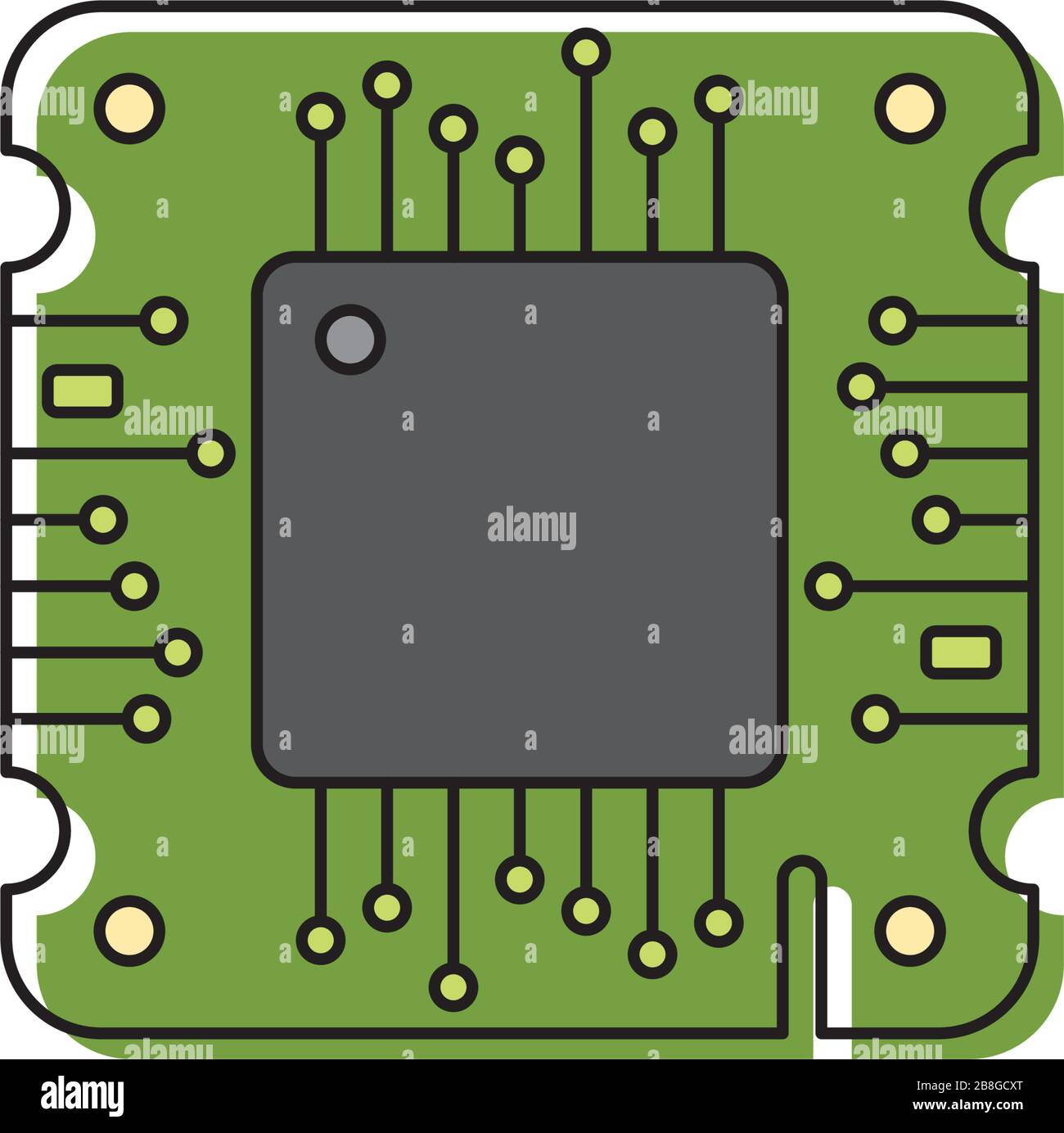 Vektorsymbol des CPU-Prozessors auf der Hauptplatine isoliert auf ...