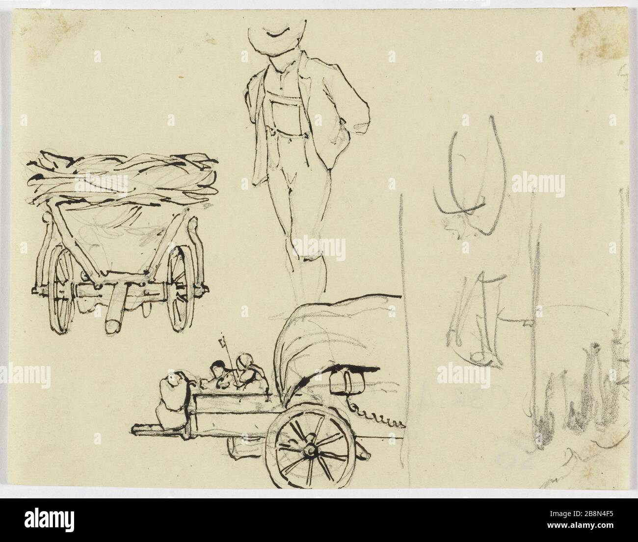 Studium Waggon und Bauer René Marjolin (1912-1895). Etudes de charette ...