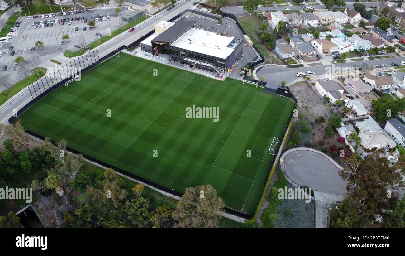 Allgemeine Luftaufnahme des Los Angeles FC Performance Center auf dem Campus von Cal State LA ...