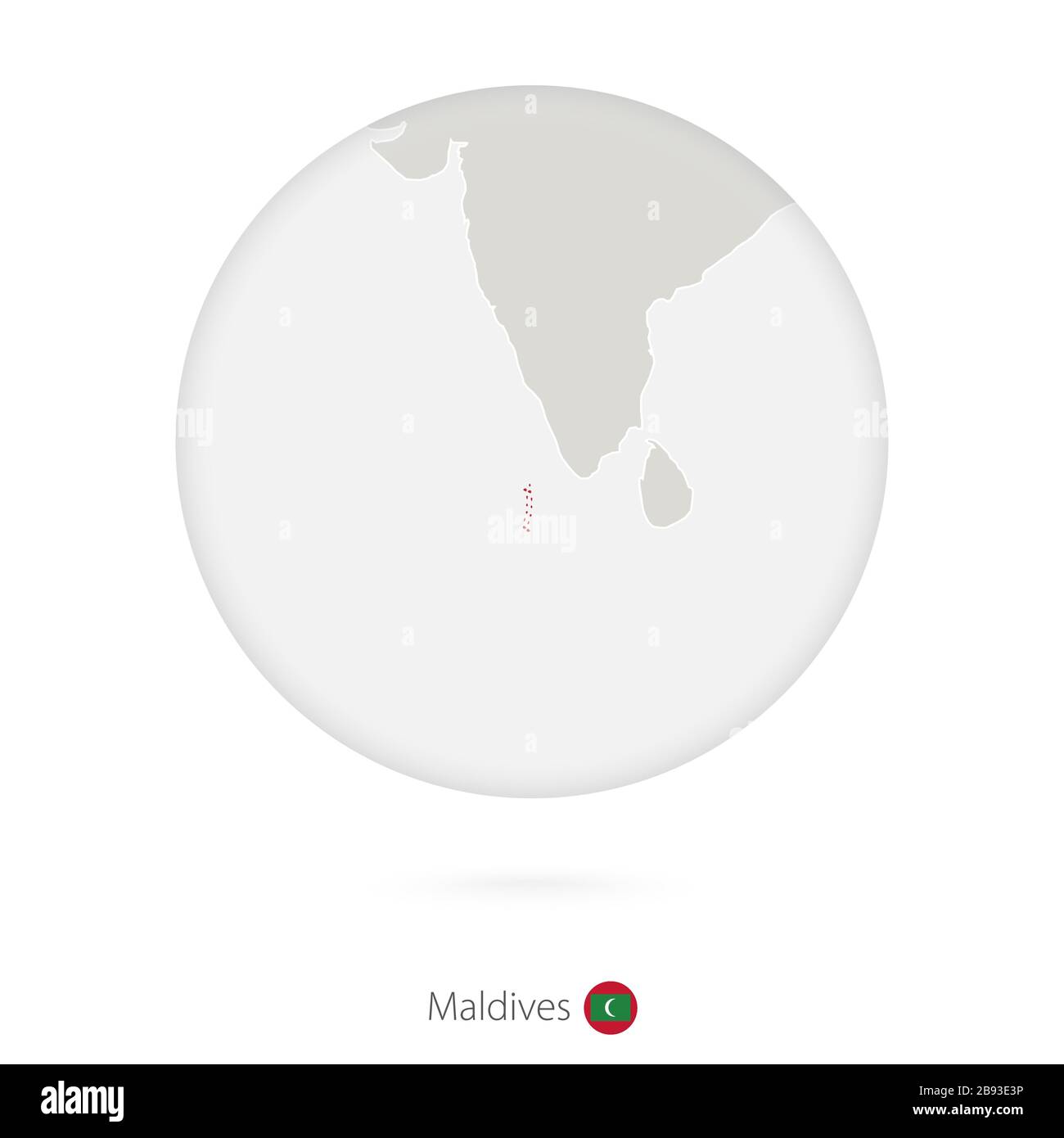 Karte der Malediven und Nationalflaggen im Kreis. Malediven bilden die ...