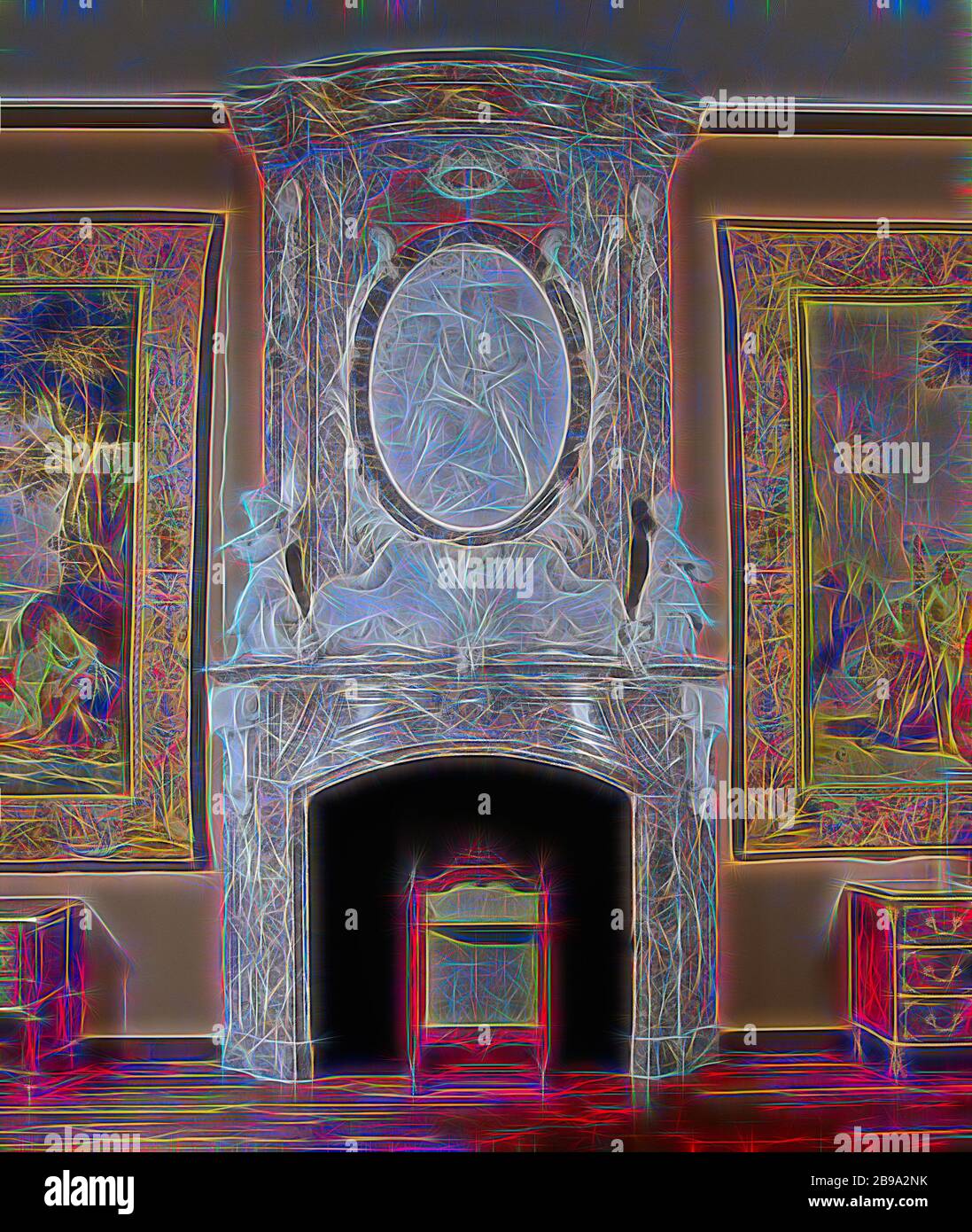 Kaminsims mit Relief von Paris und Oenone, Kaminsims der Belgischen rot ...