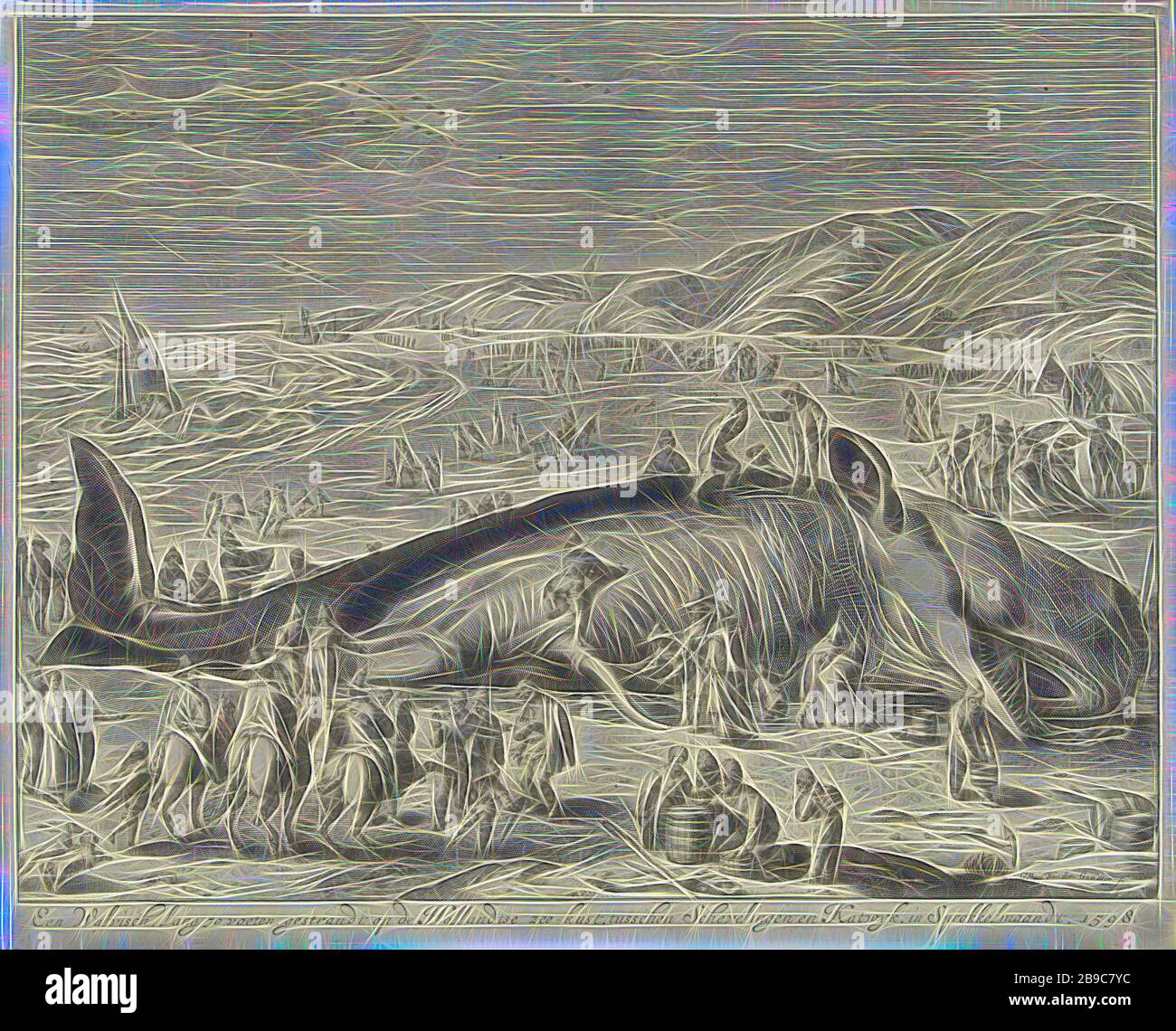 Gestrandeter Wal bei Berckhey, 1598 EIN 70 Fuß langer Wal, gestrandet ...