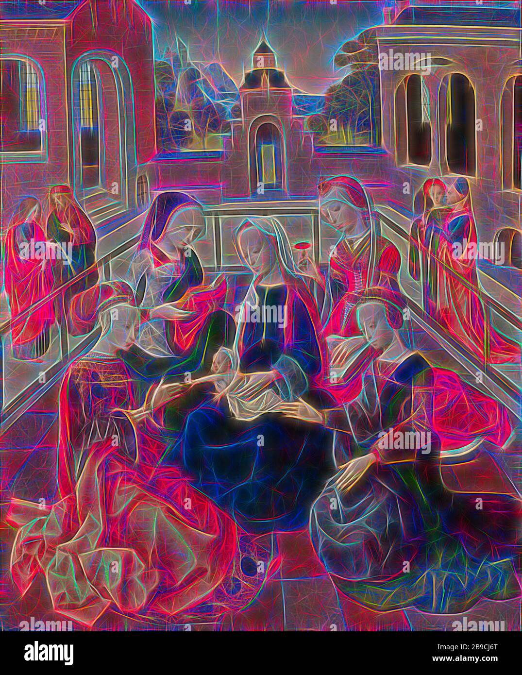 Die Jungfrau und Kind mit vier heiligen Jungfrauen, Maria mit dem Kind ...