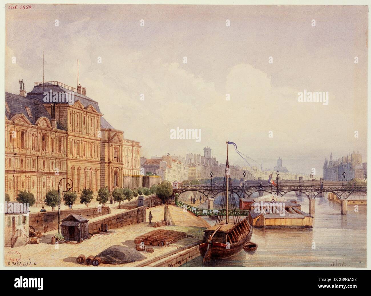 Die seine und der Louvre 1830 François-Etienne Villeret (1800-1866). La ...