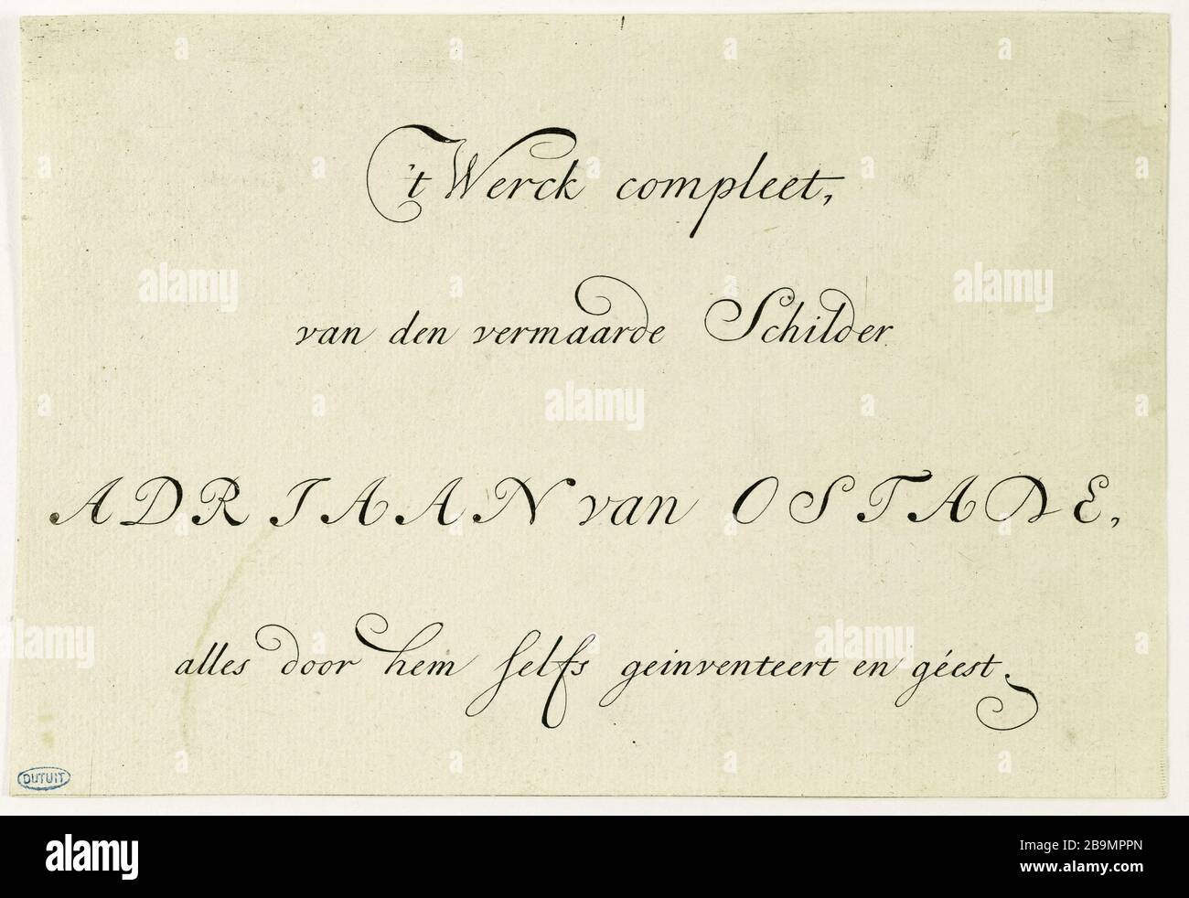 Titel des Werks im niederländischen Adriaen Van Ostade (1610-1685 ...