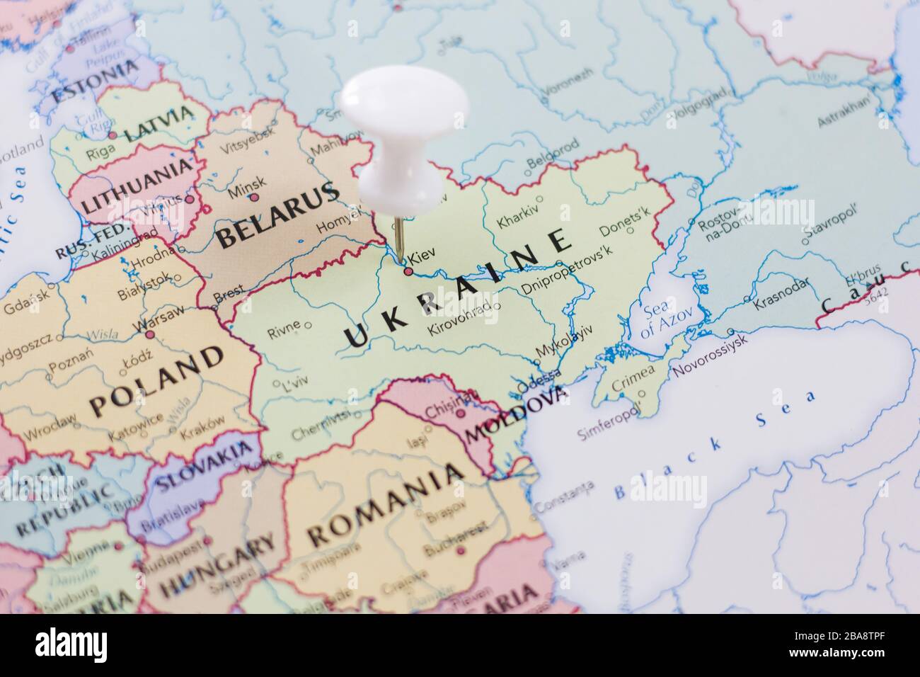 Ukraine auf der Karte der Welt oder des Atlas Stockfotografie - Alamy