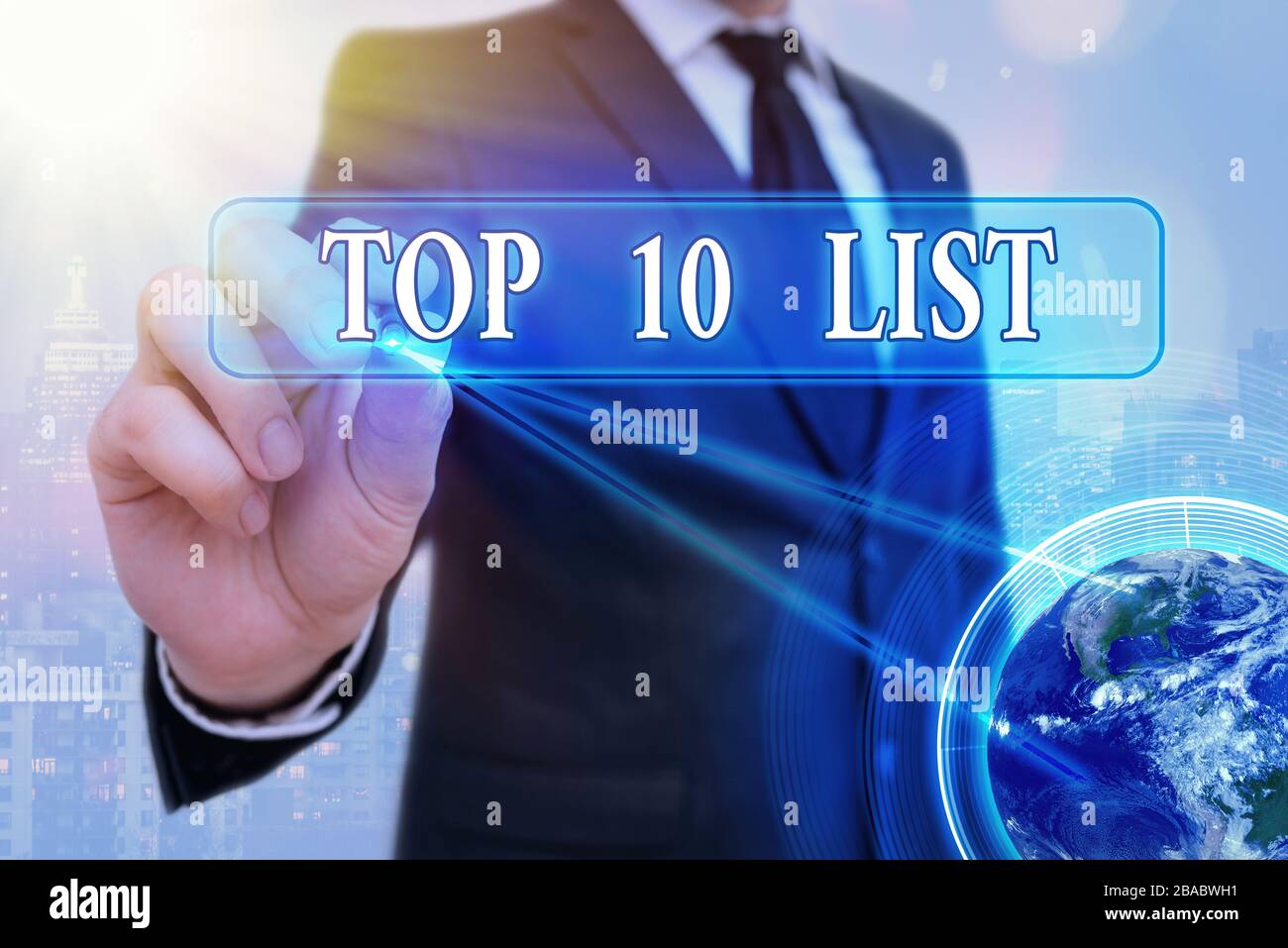 Texteingabe in die Top 10-Liste. Geschäftsfoto, das die zehn ...