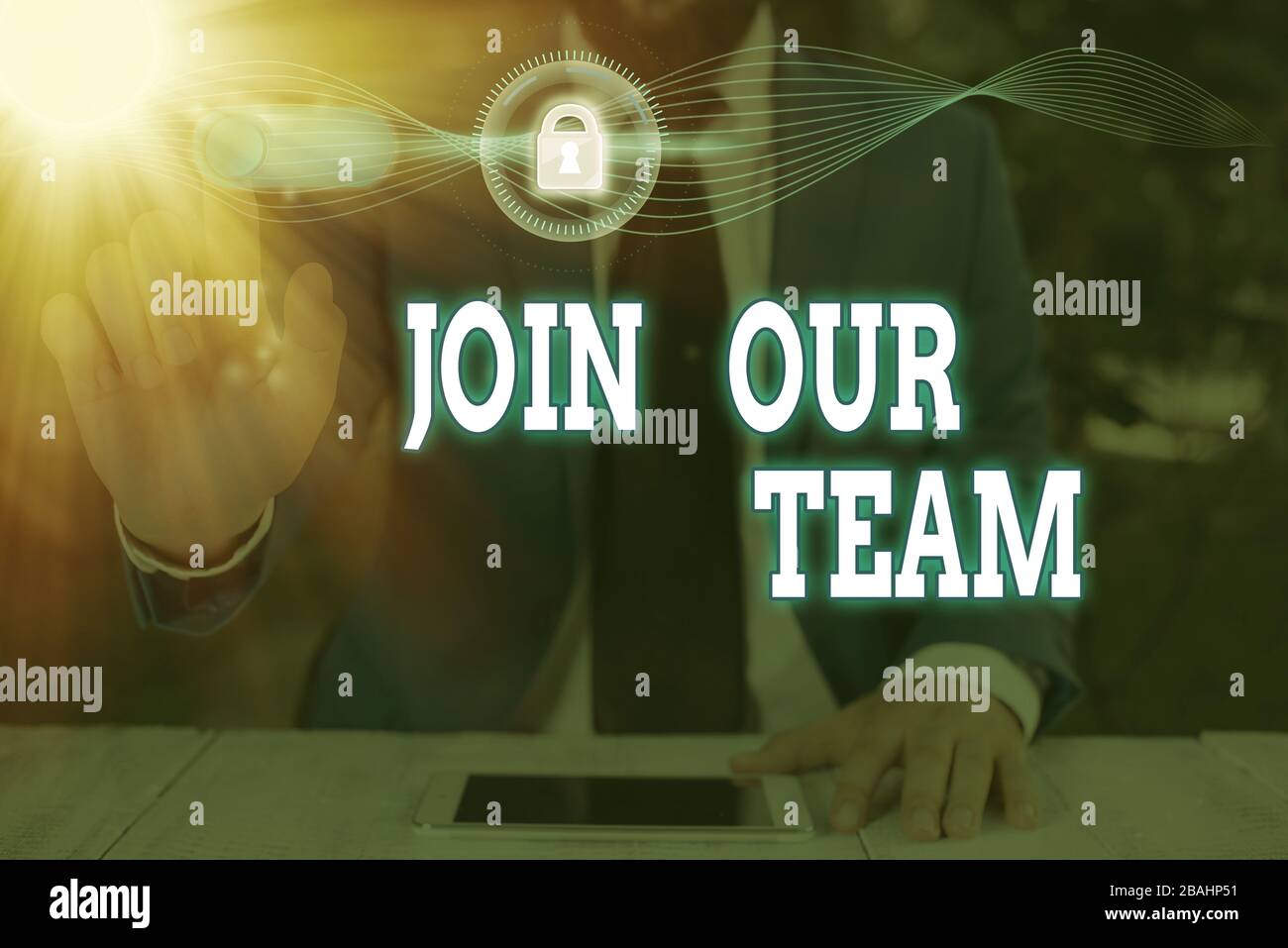 Konzeptionelle Hand schreiben angezeigt werden Sie Mitglied in unserem Team. Konzept Sinn ...