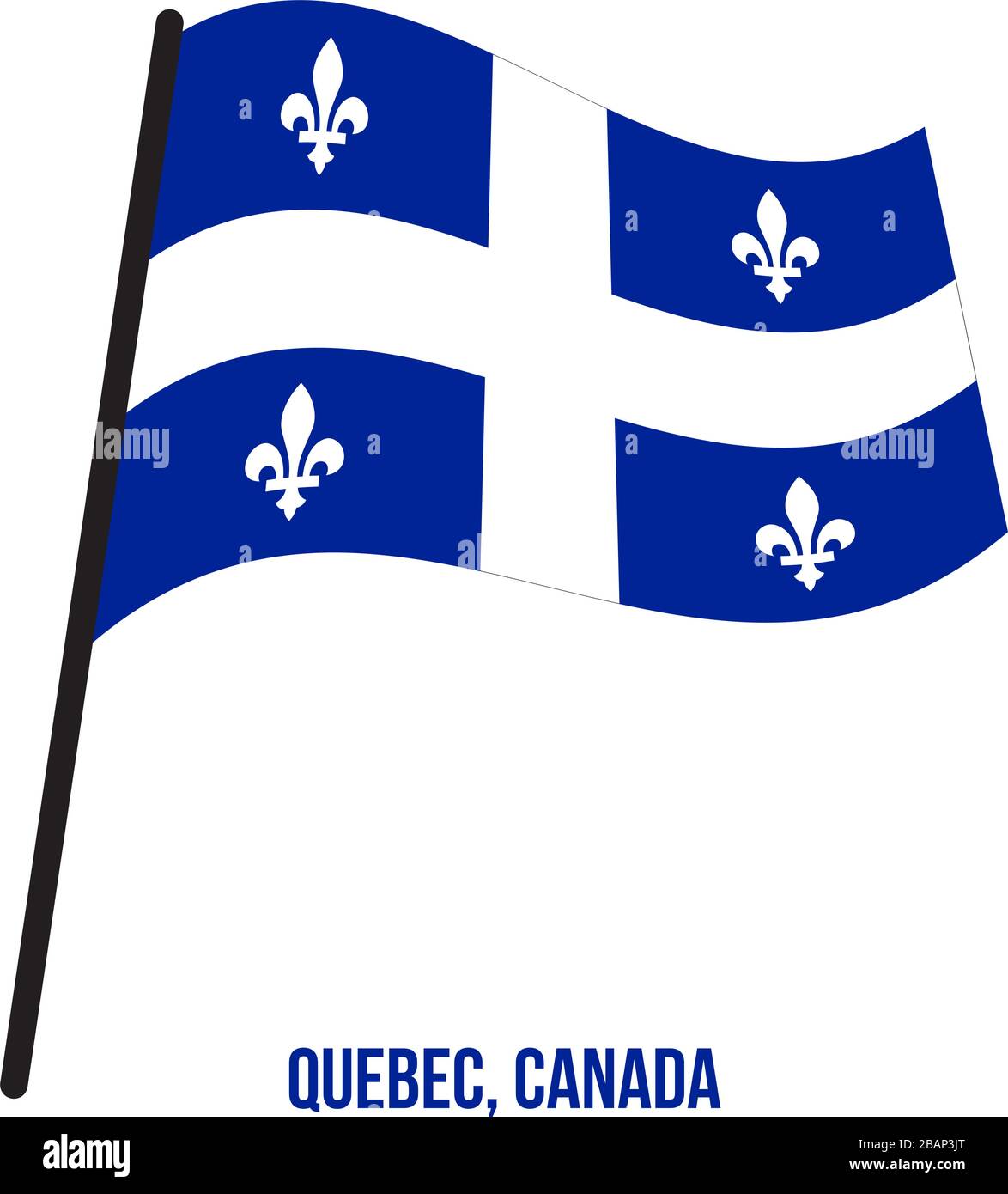 Quebec Flagge schwenkten Vector Illustration auf weißem Hintergrund ...