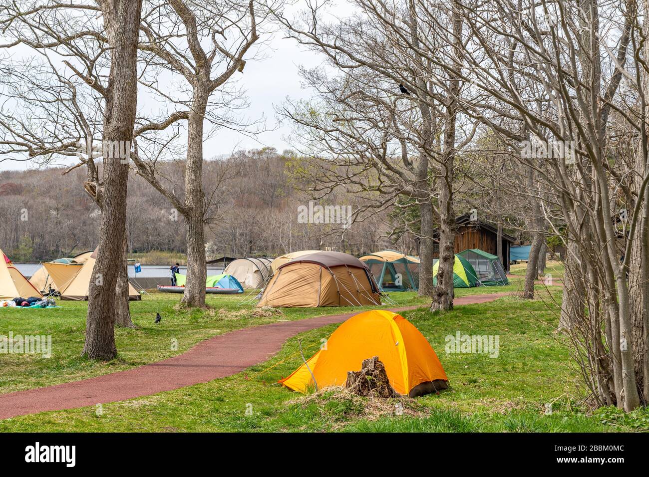 Higashi-Onuma Campsite im Onuma Quasi-Nationalpark. Stadt Nanae ...