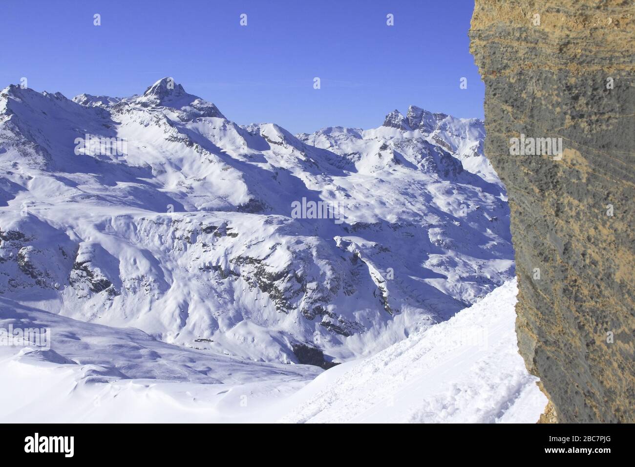 Bivio, Skitour Roccabella, Blick vom Gipfelfels auf Piz Platta und Piz ...