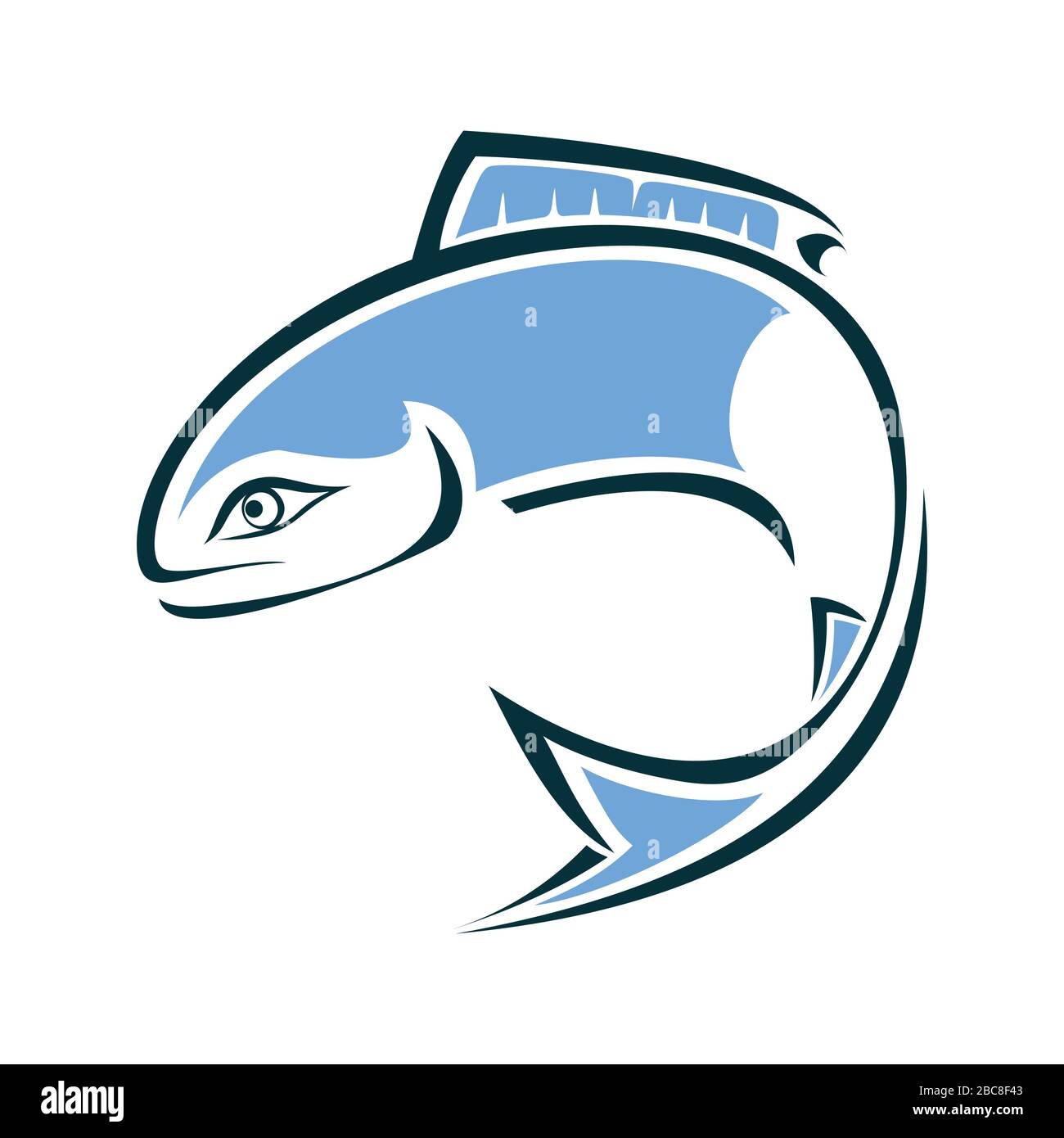 Vektorvorlage für das Design des Fish Logos. Rundes Schild. Seafood ...