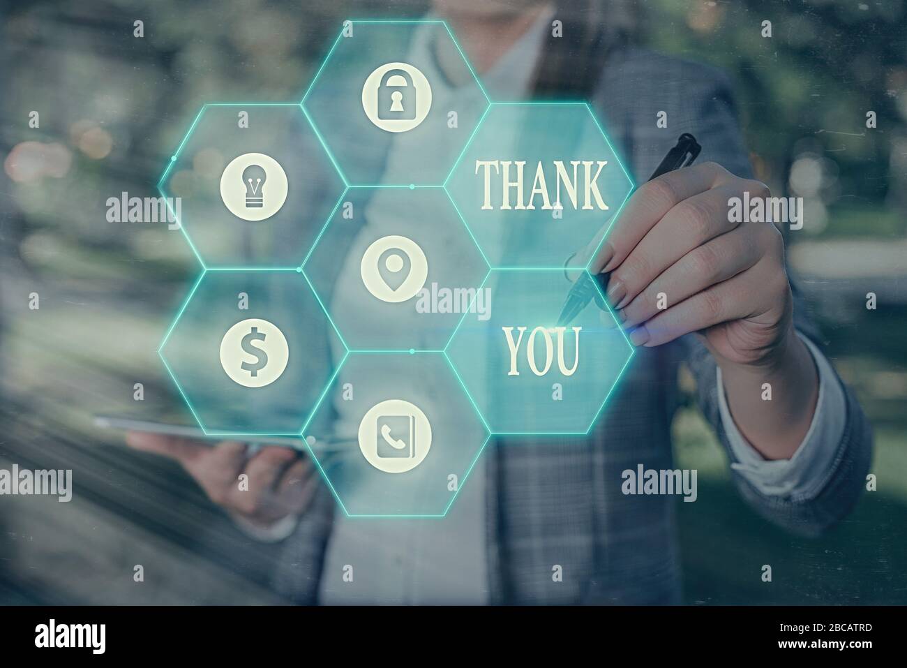 Schreiben Hinweis, vielen Dank. Business Konzept für einen höflichen ...