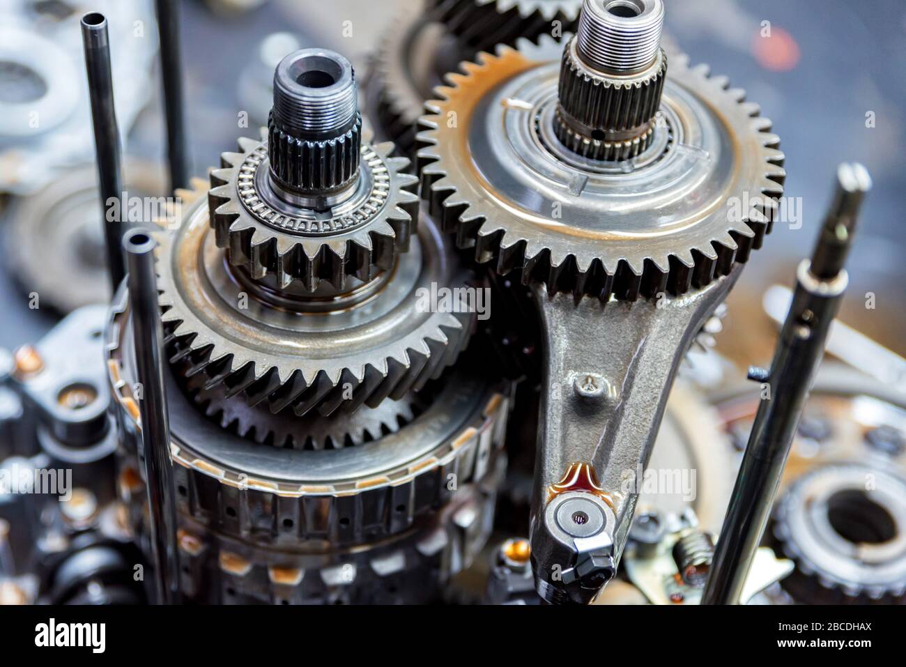 Planetengetriebe im Fahrzeugautomatik-Getriebe. Nahaufnahme in der ...