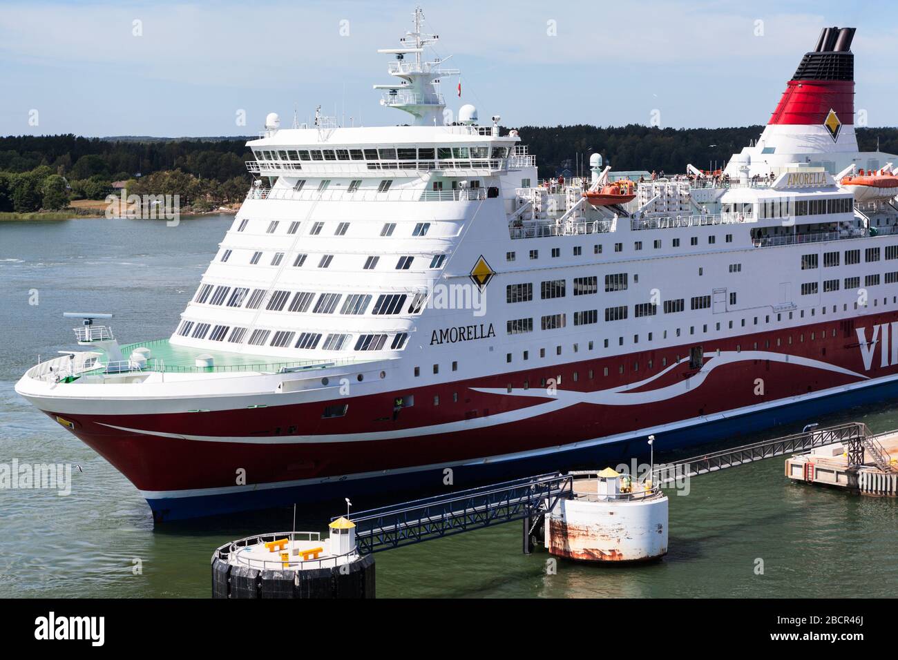 MARIEHAMN, ALAND-CIRCA Jun, 2018: Cruisefry MS Amorella wird im Hafen ...